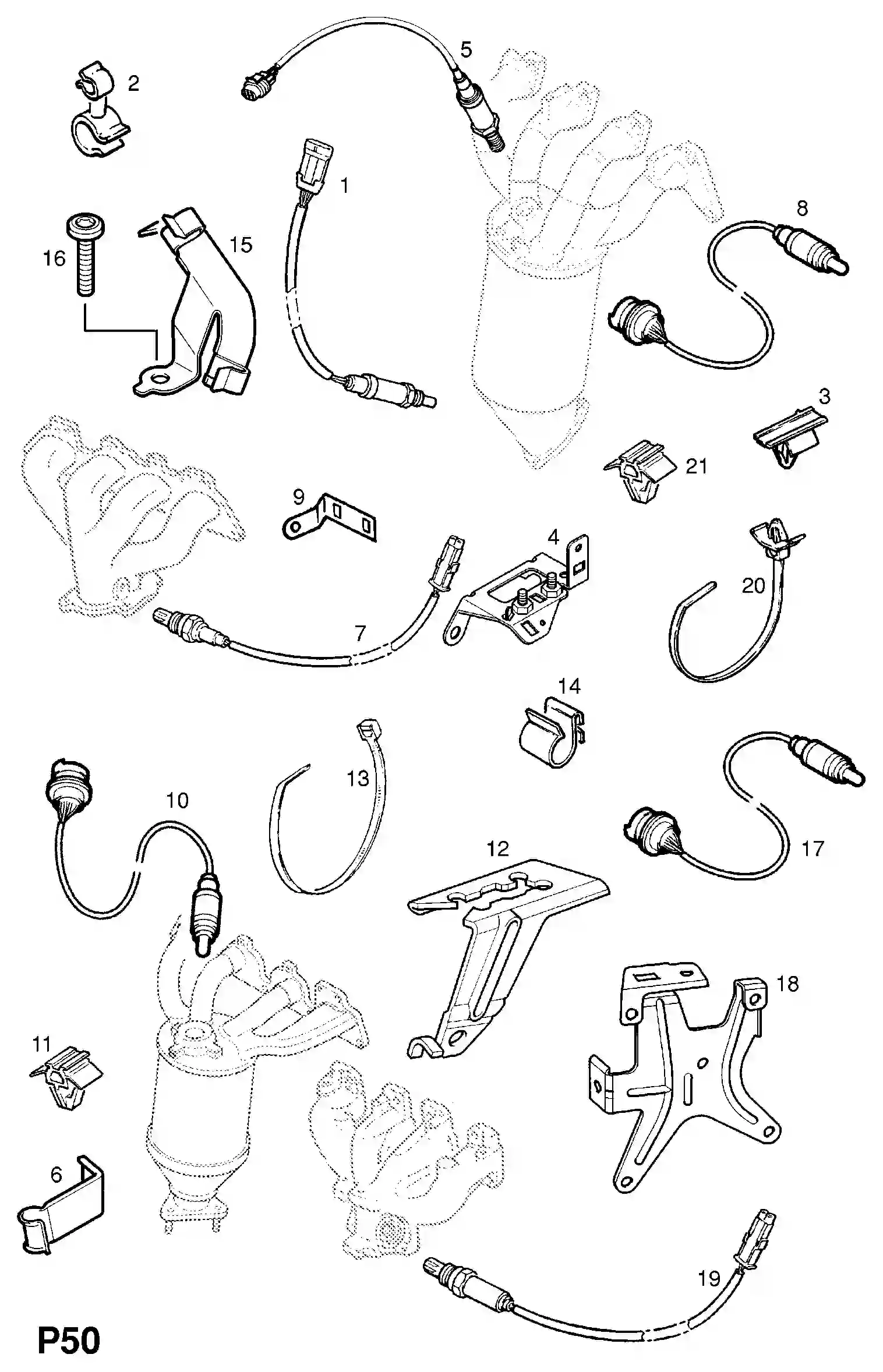 Opel Astra G + Zafira A Sonde de catalyseur / moteur essence z14xep[lj2 ...