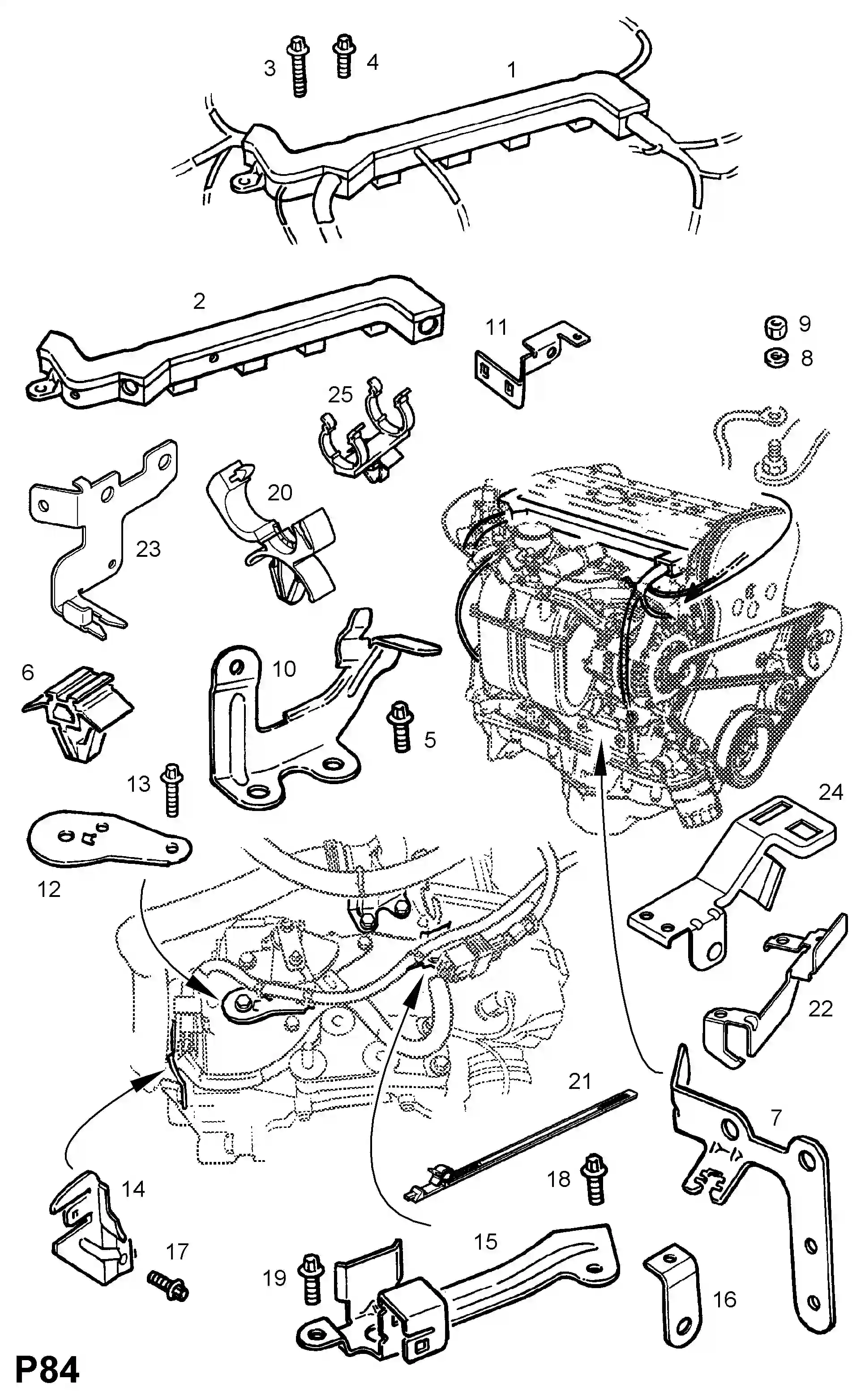 Opel Astra G + Zafira A Fuel injection harness (contd.) / z18xe[2h9 ...