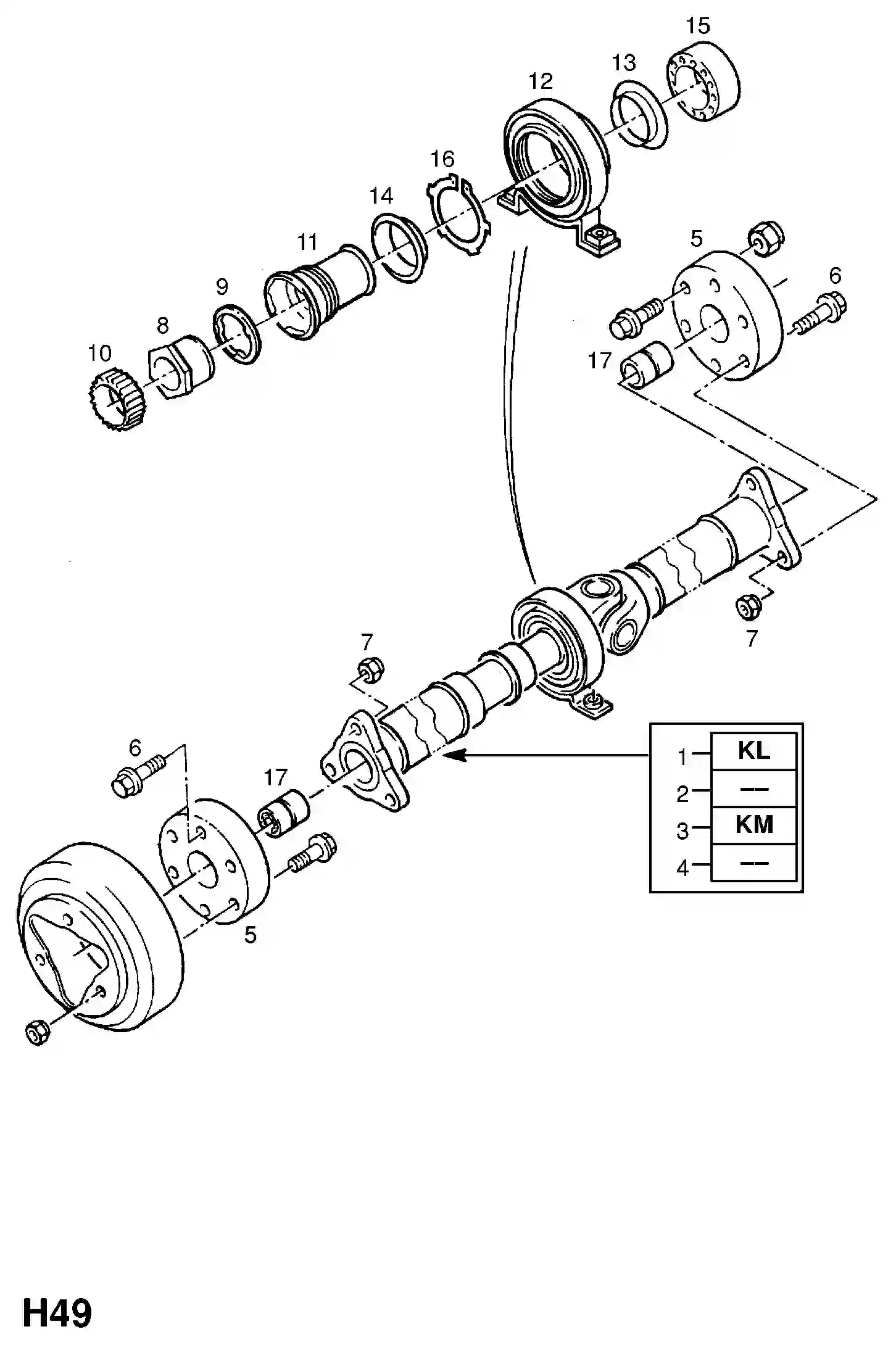 Opel Senator B Propeller shaft / automatic transmission parts 1988 ...