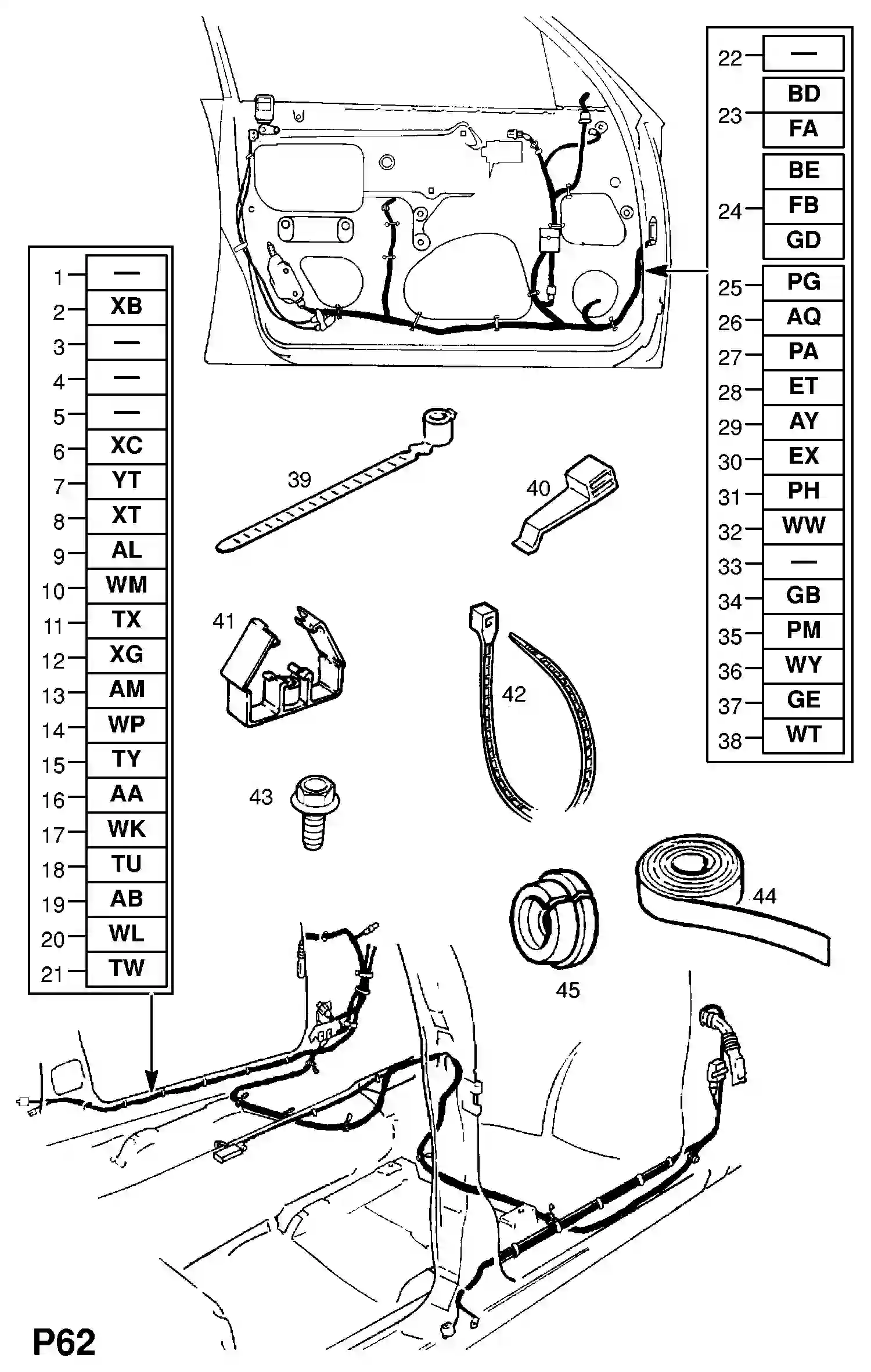 Opel Senator B Door harness / except central locking parts 1988 - 1994 ...