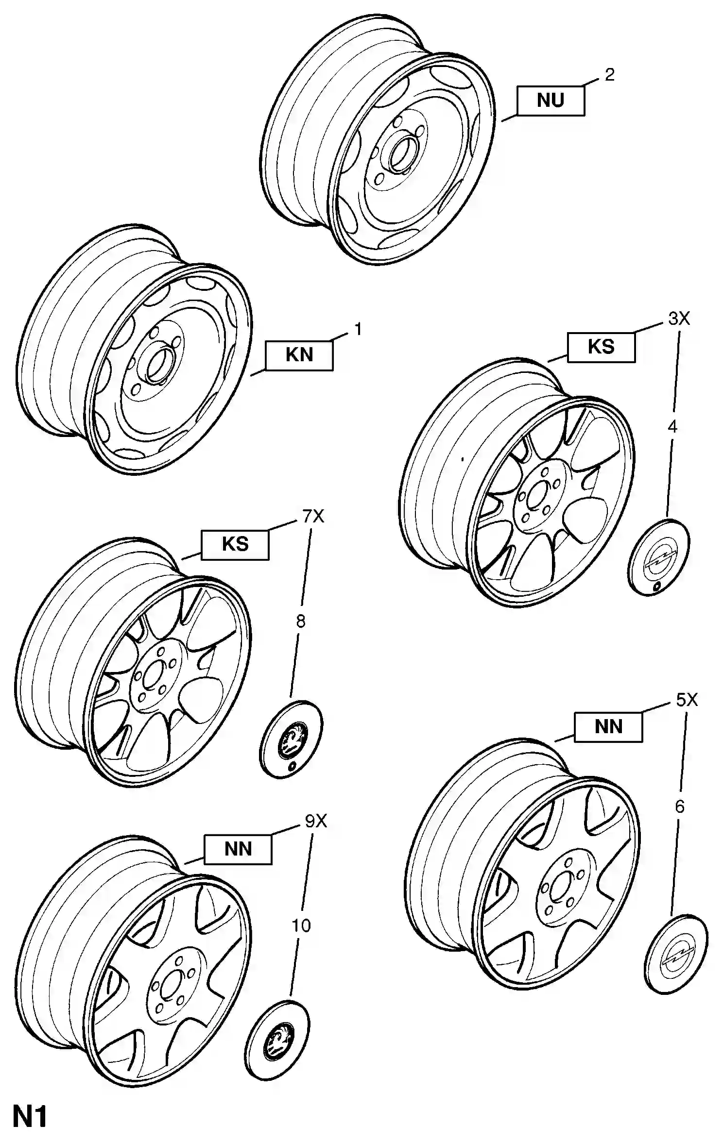 Opel Omega B Road wheels / alloy wheels parts 1994 - 2003 | undefined ...