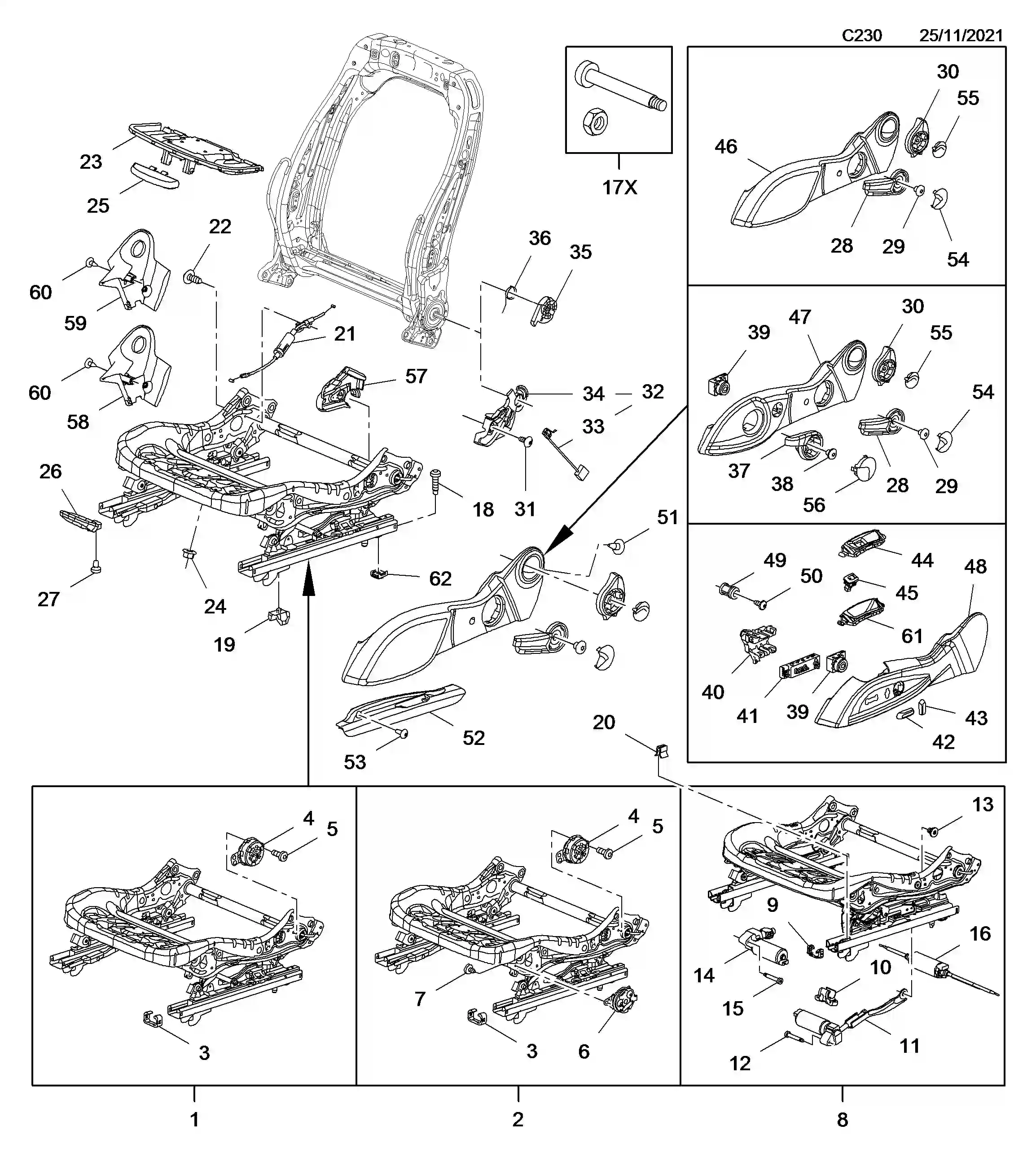 Opel Cascada Front seat adjusters parts 2013 - 2019 | undefined Europe