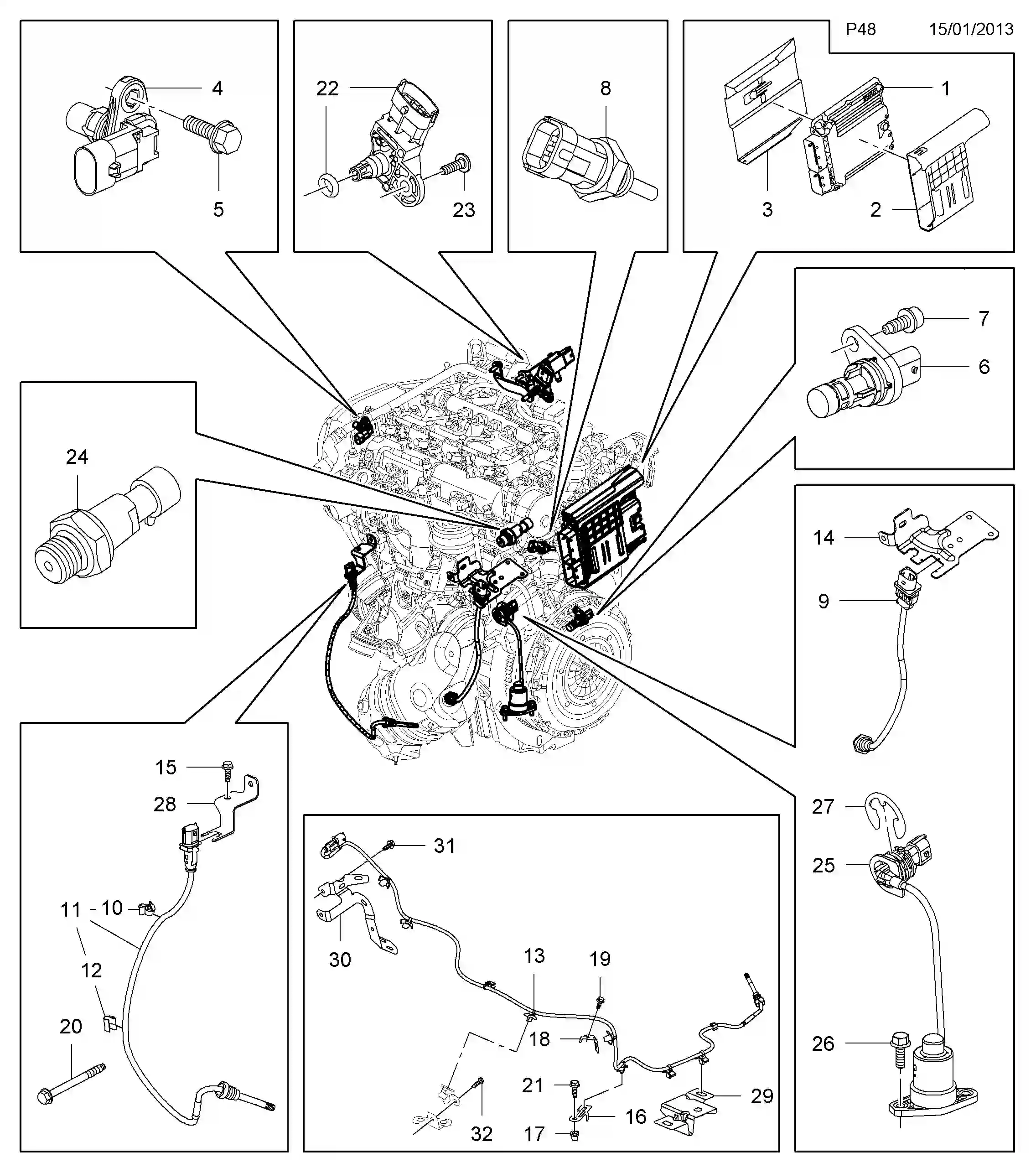Opel Cascada Powertrain sensors and engine control module / a20dtr[lby ...