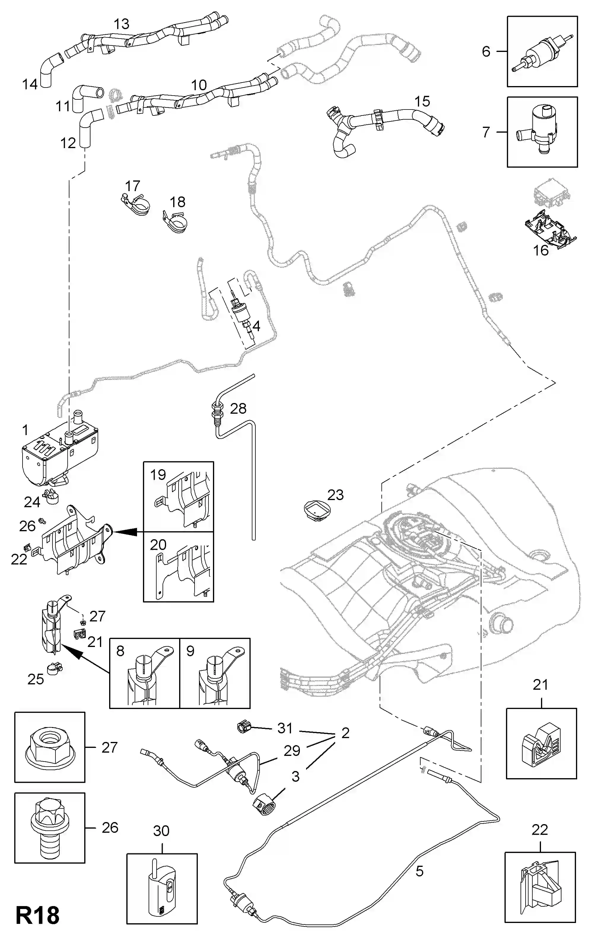 Opel Corsa C Auxiliary heater and parking heater (contd ...