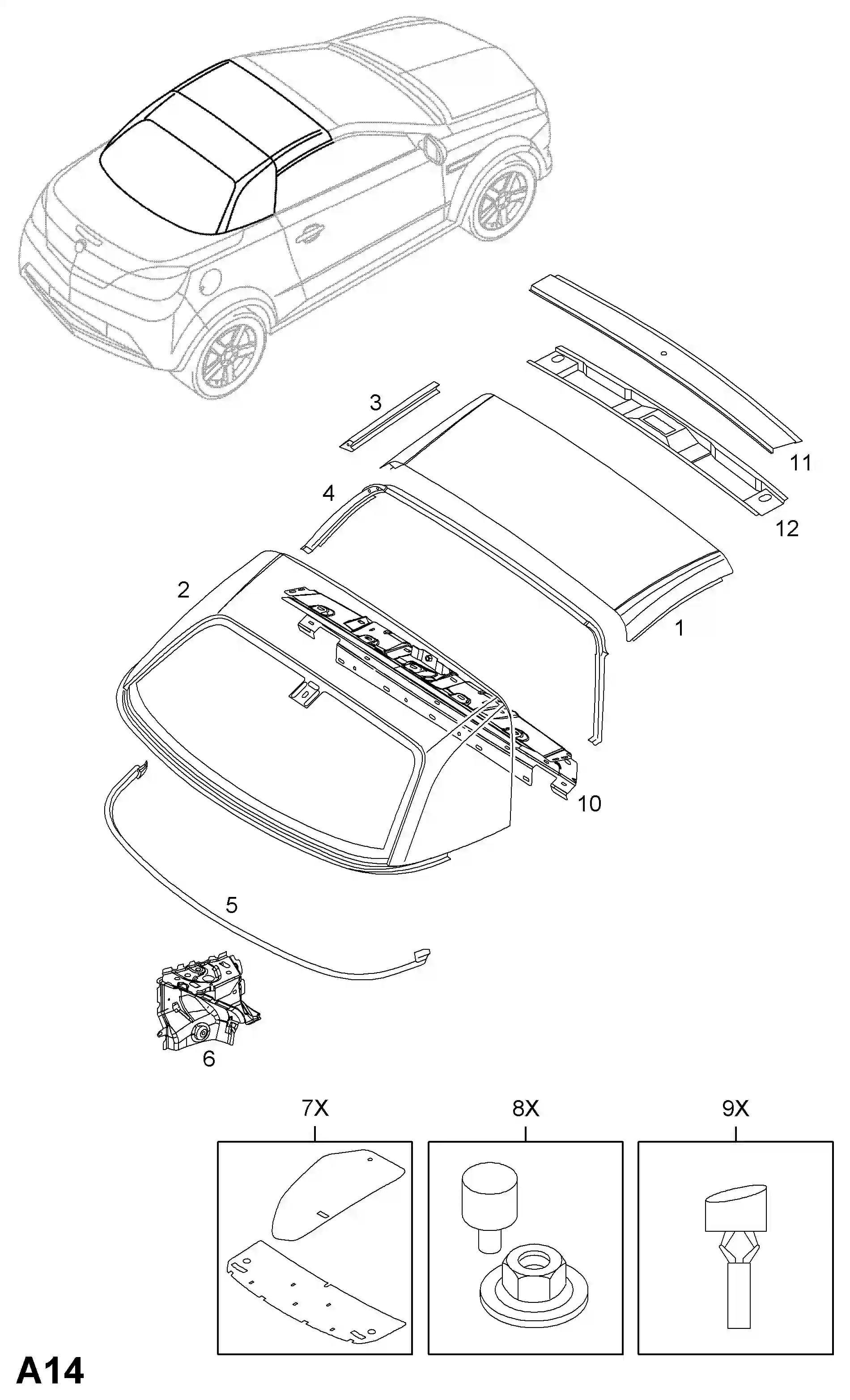 Opel Tigra B Roof front rail parts 2004 - 2009 | EPC5 Global