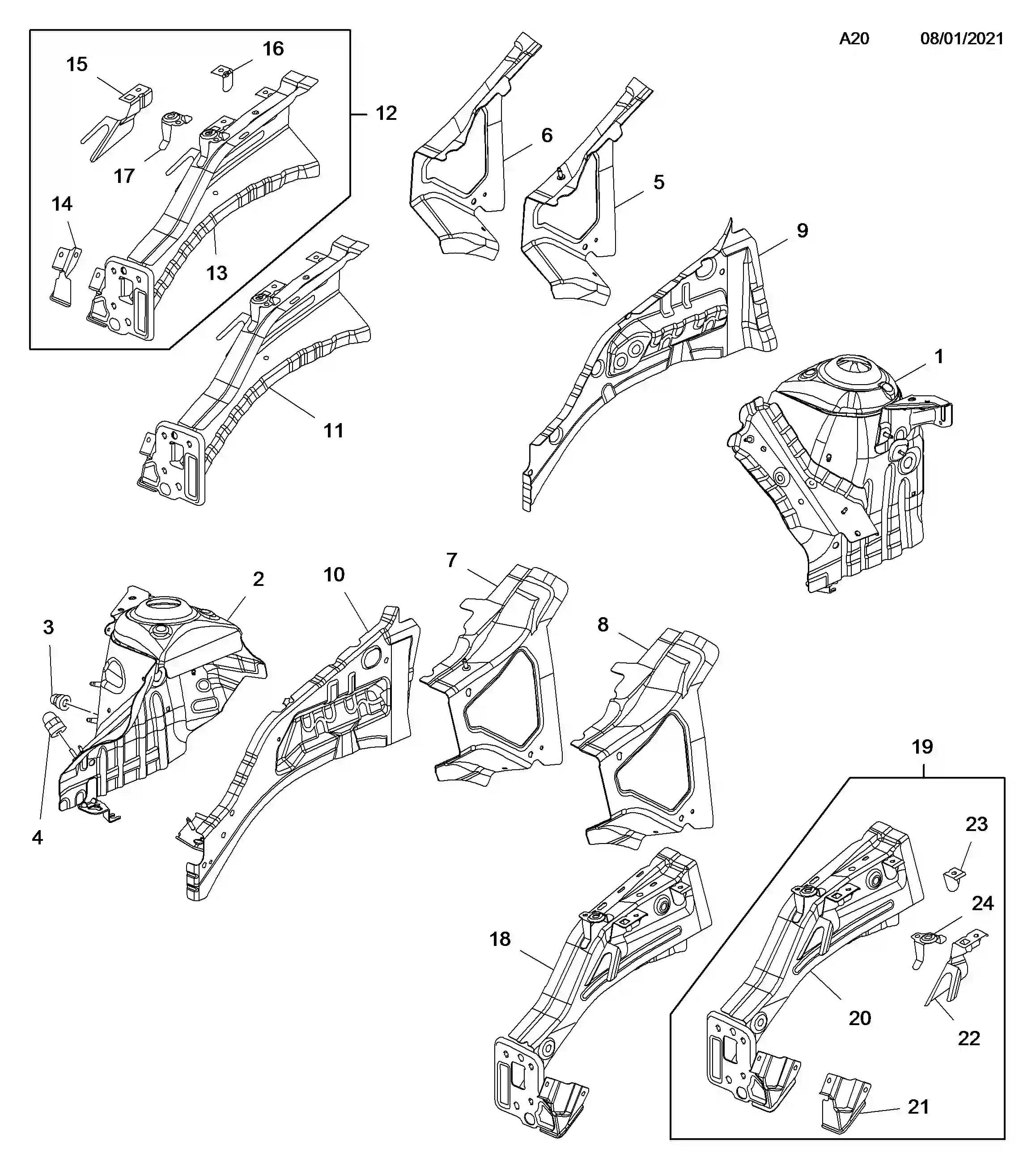 Buy Opel Corsa E Front wheelhouse parts online 2015 - 2019 — Global | 7zap