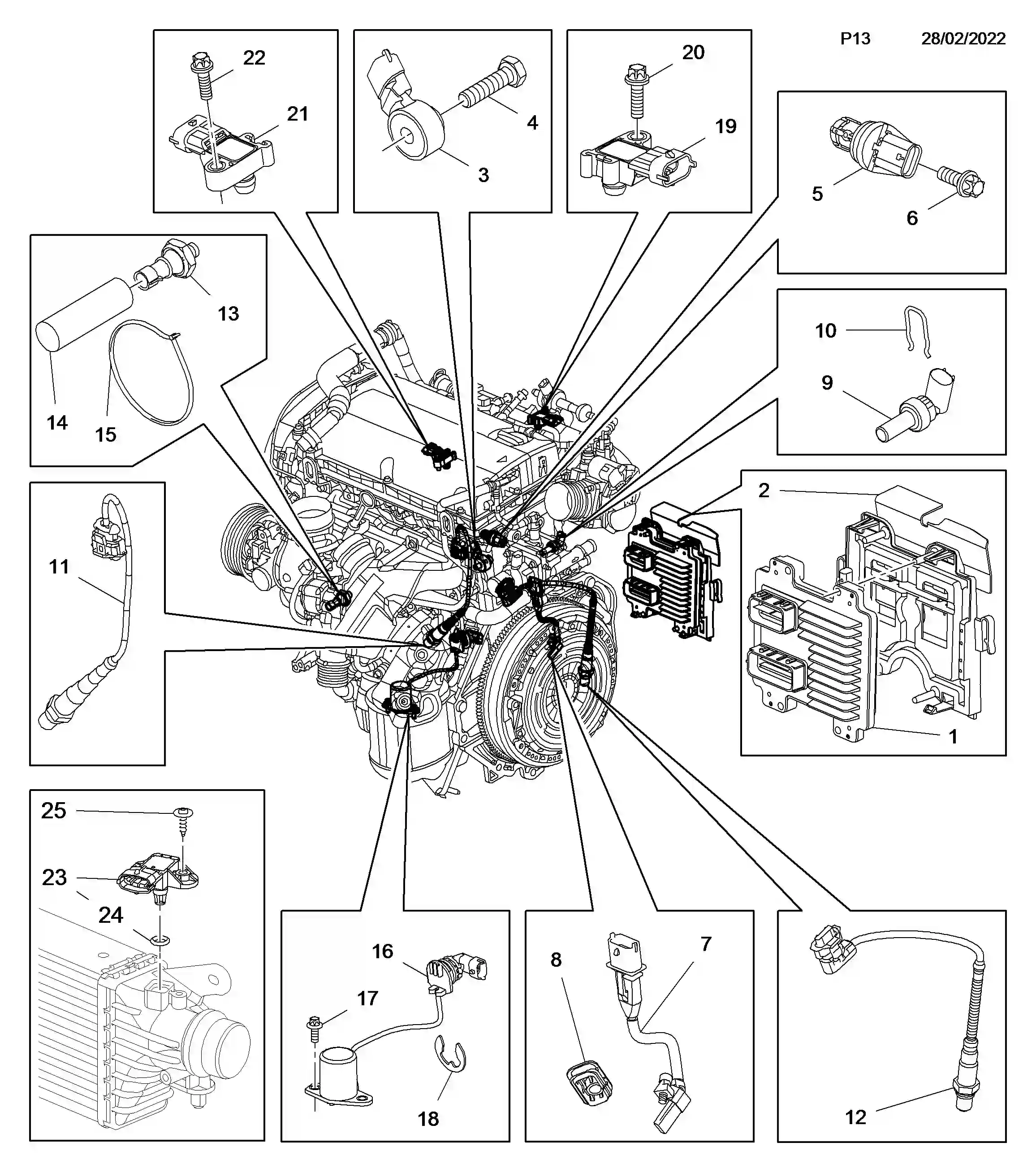 Vauxhall Corsa E Powertrain sensors and engine control module / b16les ...
