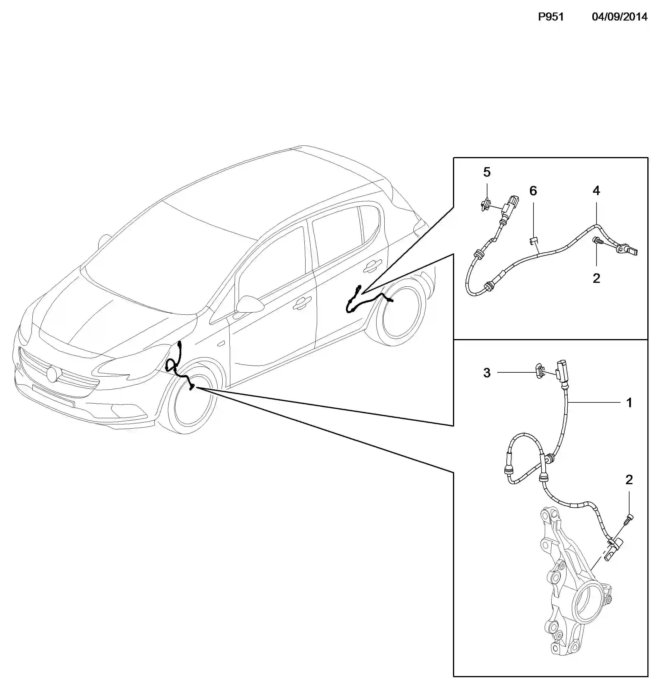Opel Corsa E Chassis control / axle speed sensor (rear axle) parts 2015 ...