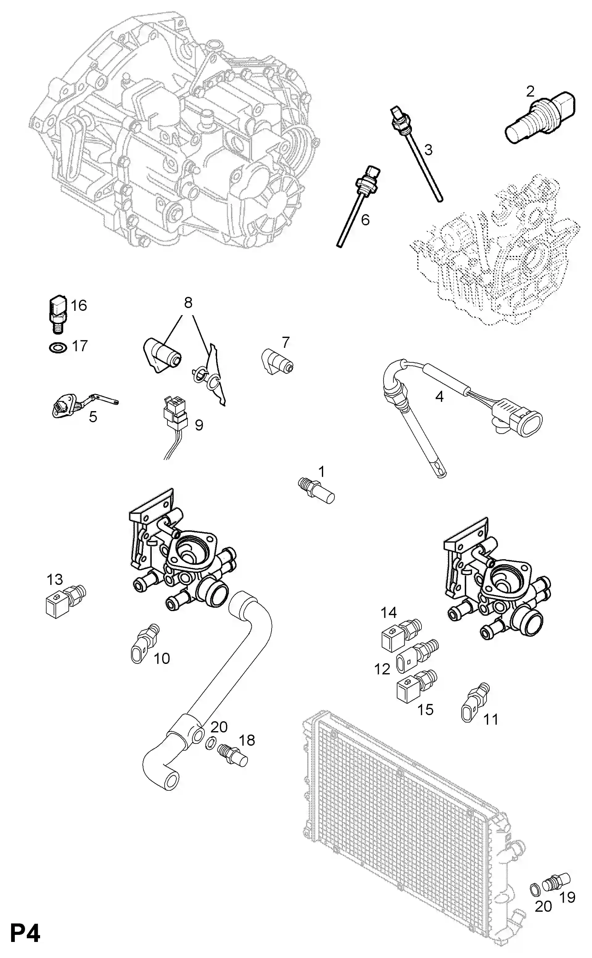 Opel Movano A Coolant temperature sensor parts 1999 - 2010 | EPC5 Global