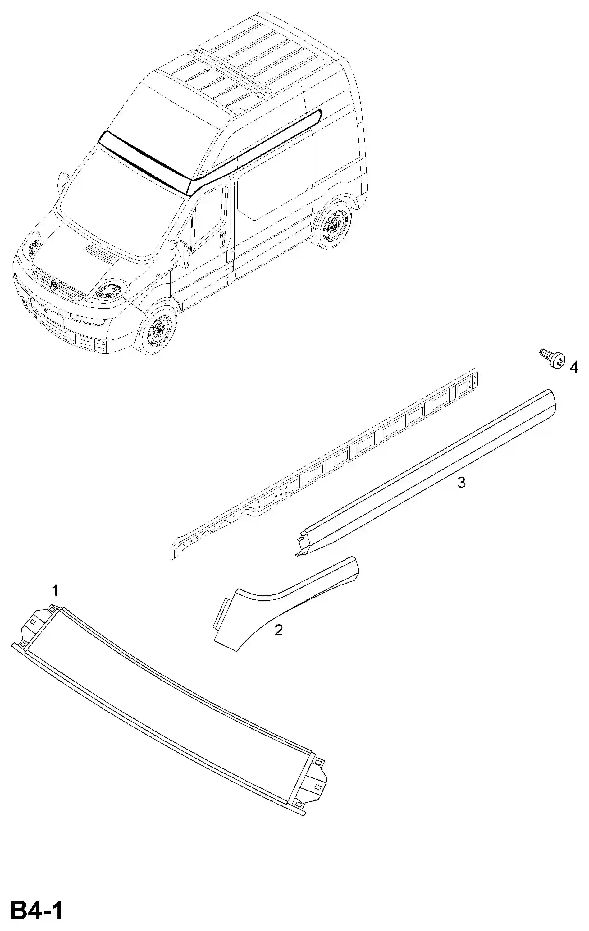 Opel Vivaro A Roof rail moulding / for high roof van parts 2001 - 2014 ...