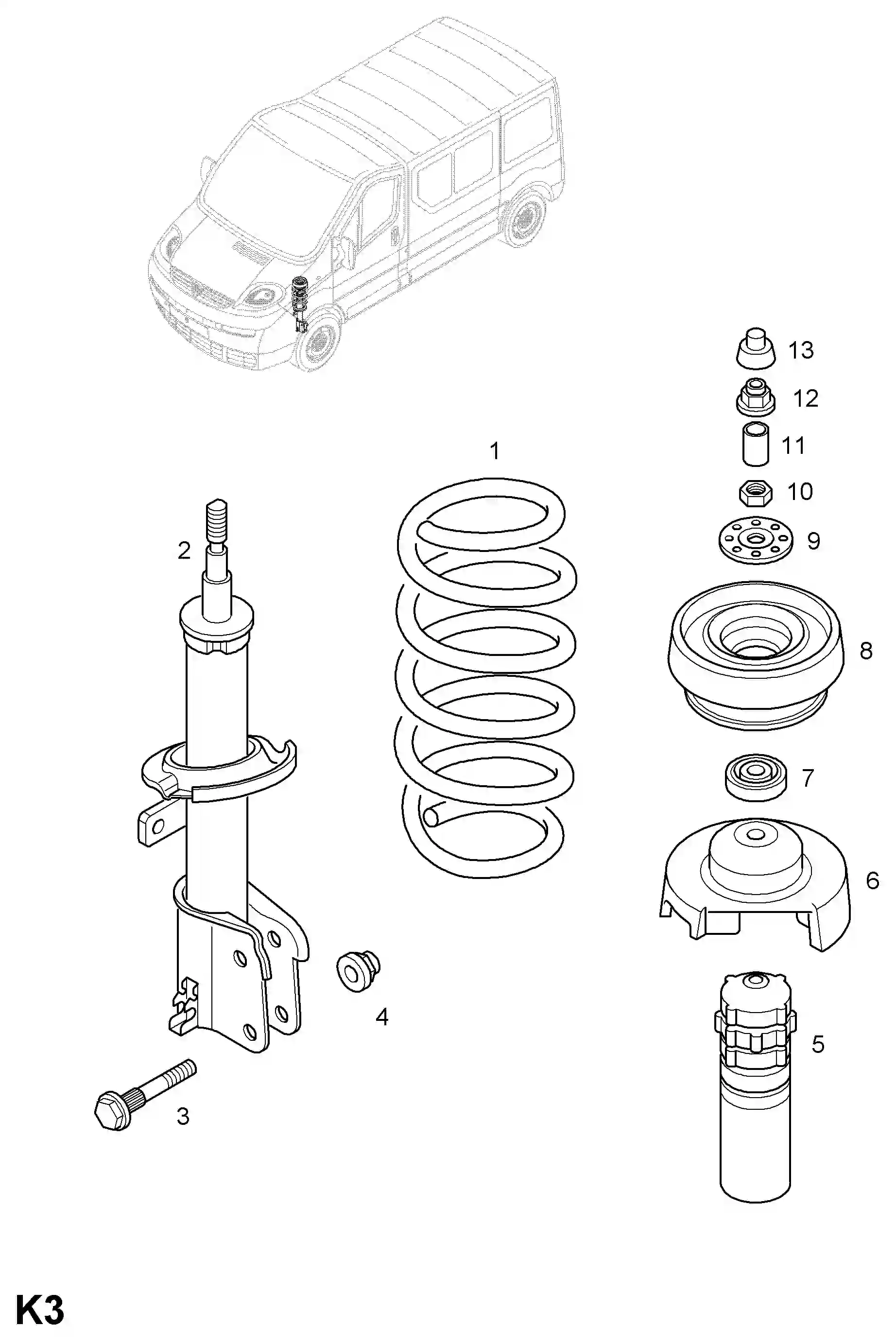 Buy Opel Vivaro A Front shock absorber fixings Parts Online 2001 - 2014 ...