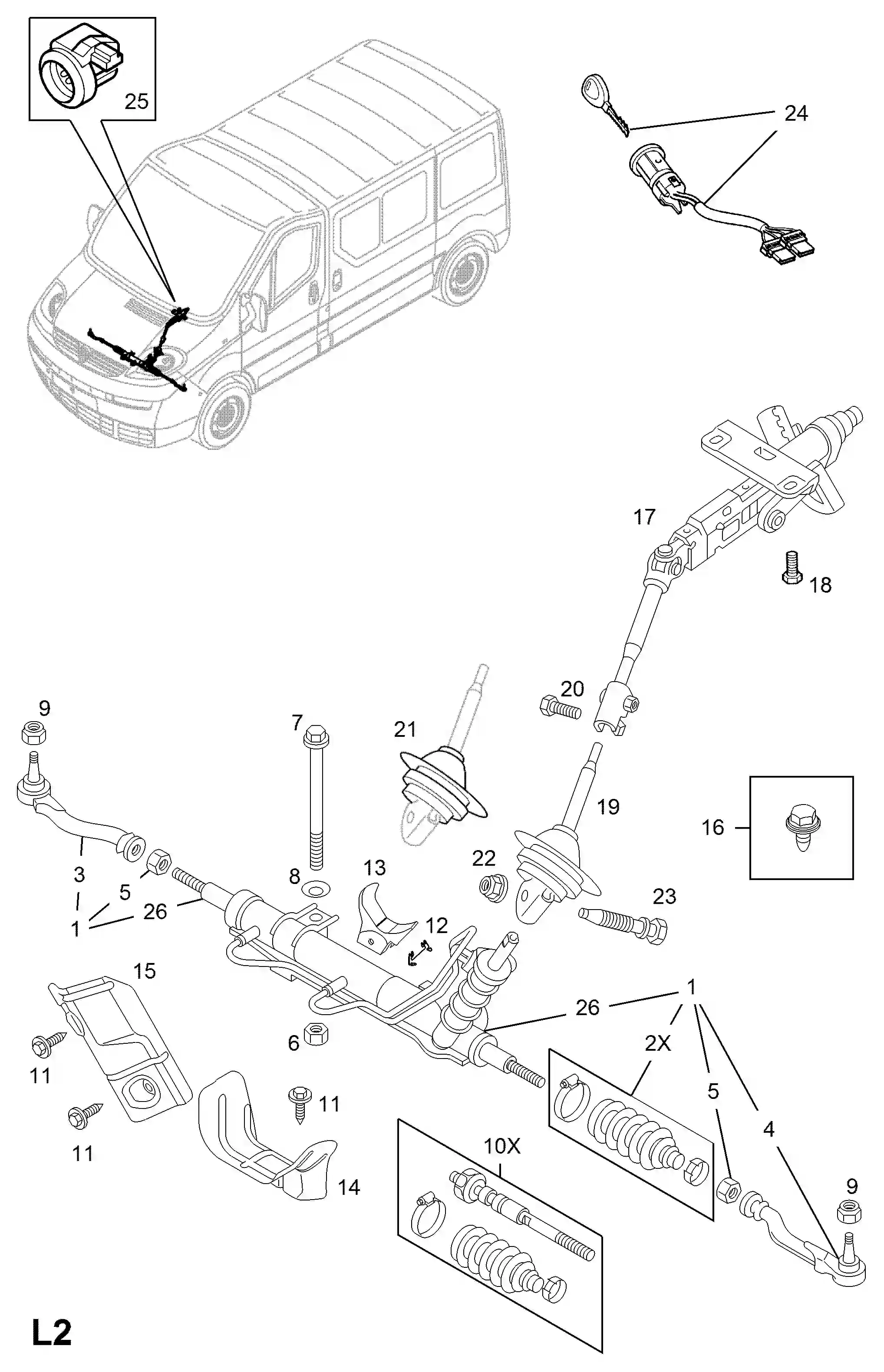 Opel Vivaro A Lenkgetriebe / 20dti - m9r-780, m9r-782, m9r-784 ...