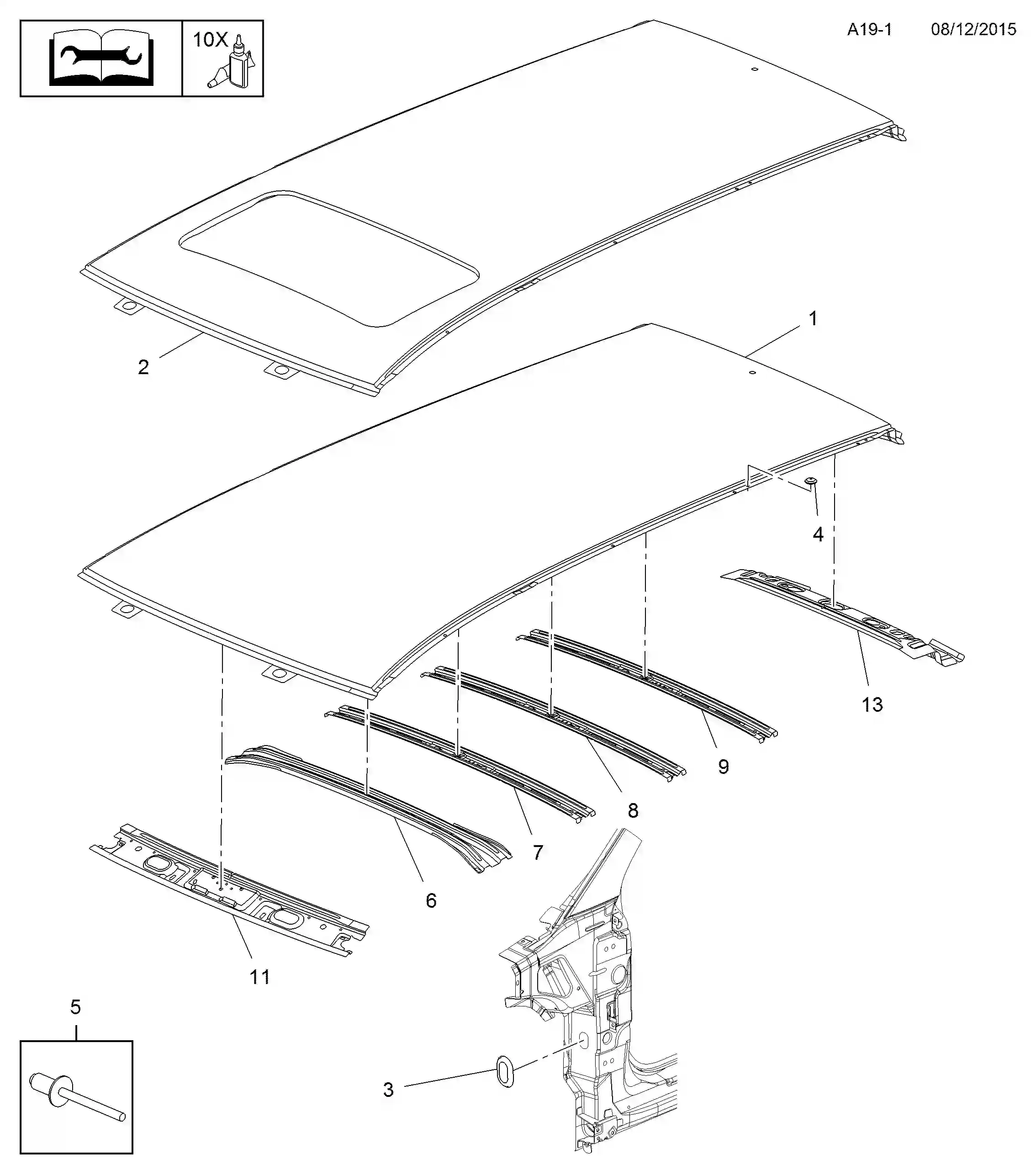 Opel Vectra C Dachrahmen vorn / caravan (f35) Teile 2002 - 2008 | EPC Global