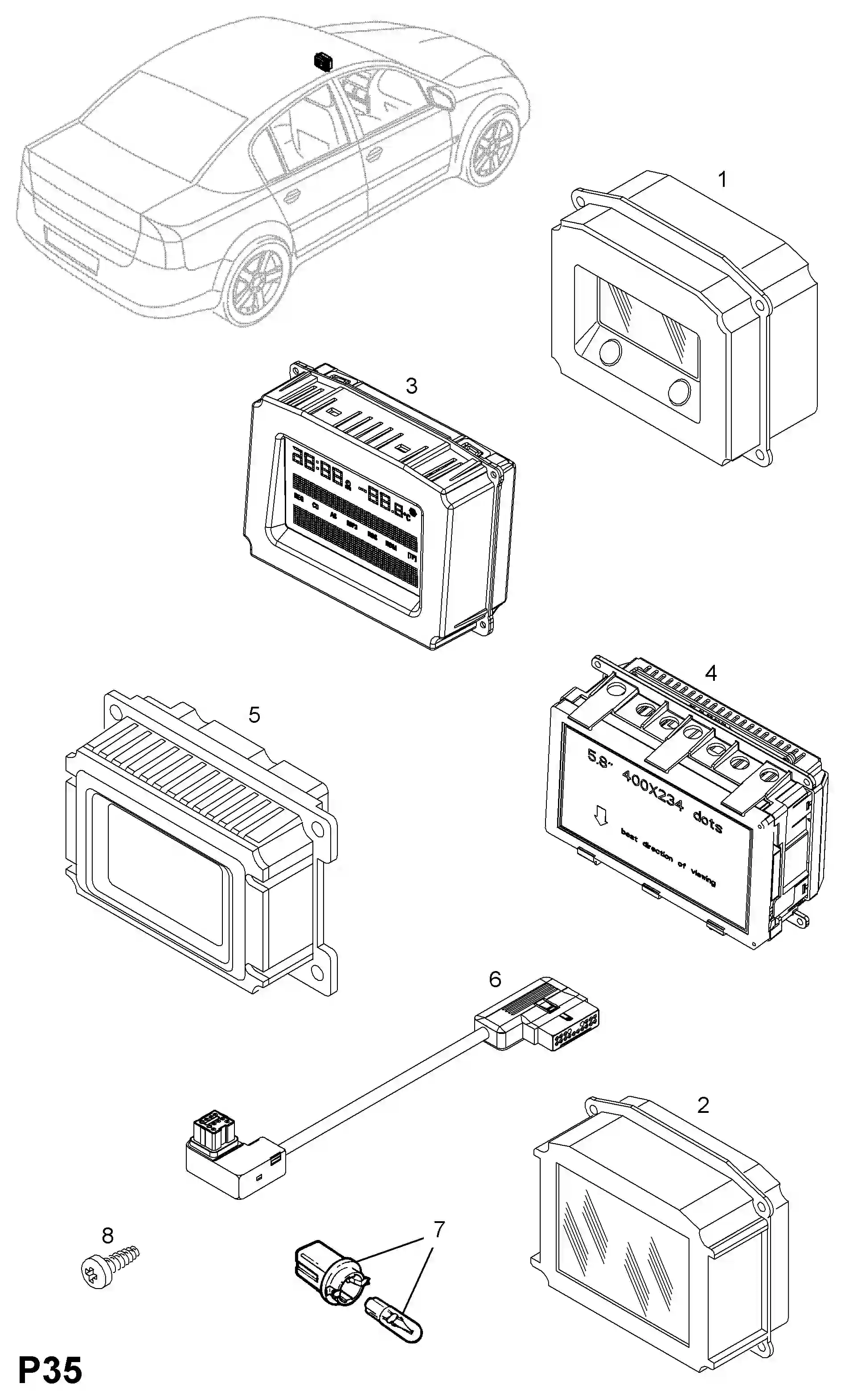 Opel Vectra C Display unit parts 2002 - 2008 | EPC Global