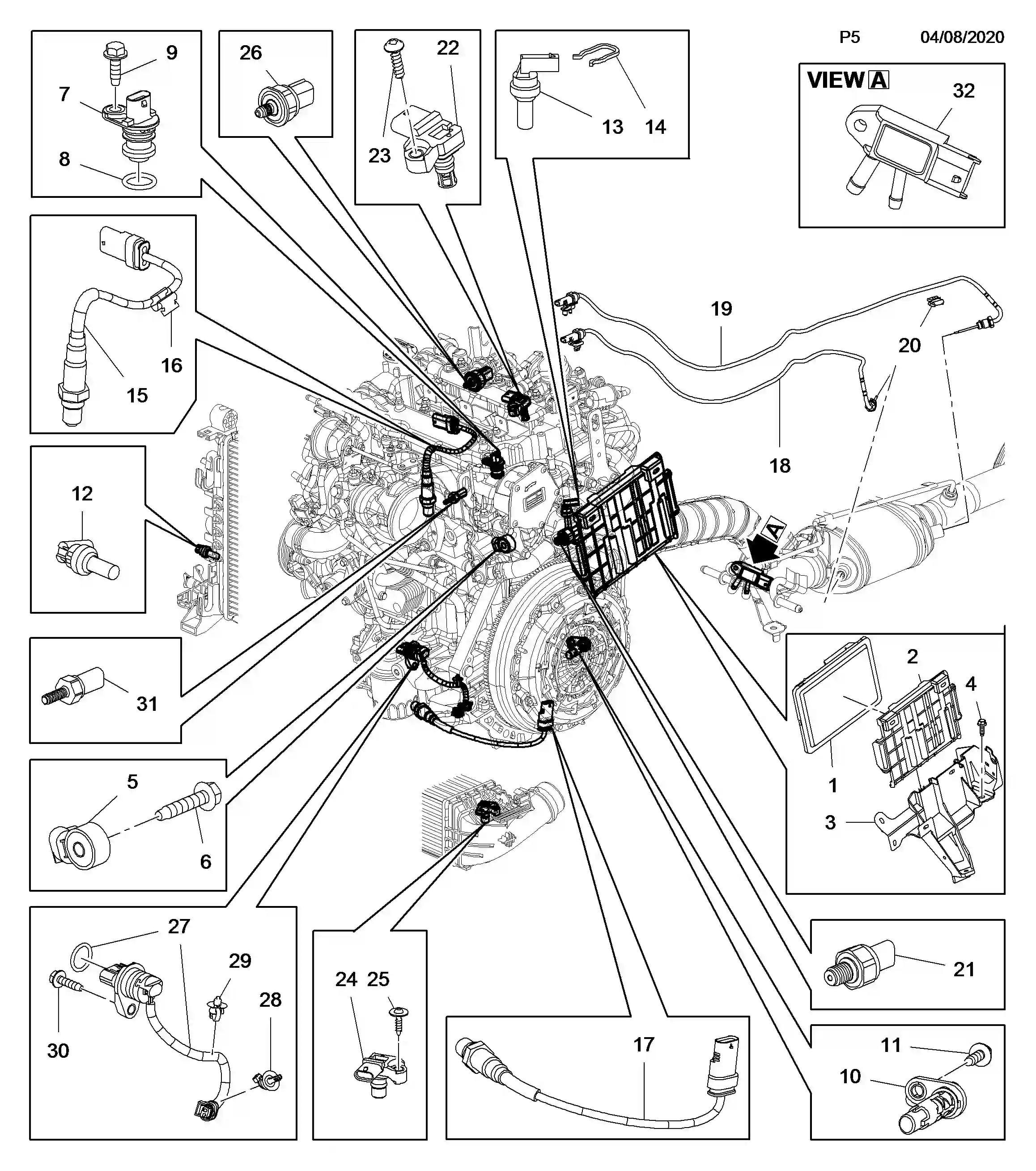 Opel Astra K Powertrain sensors and engine control module / b10xfl[le1 ...