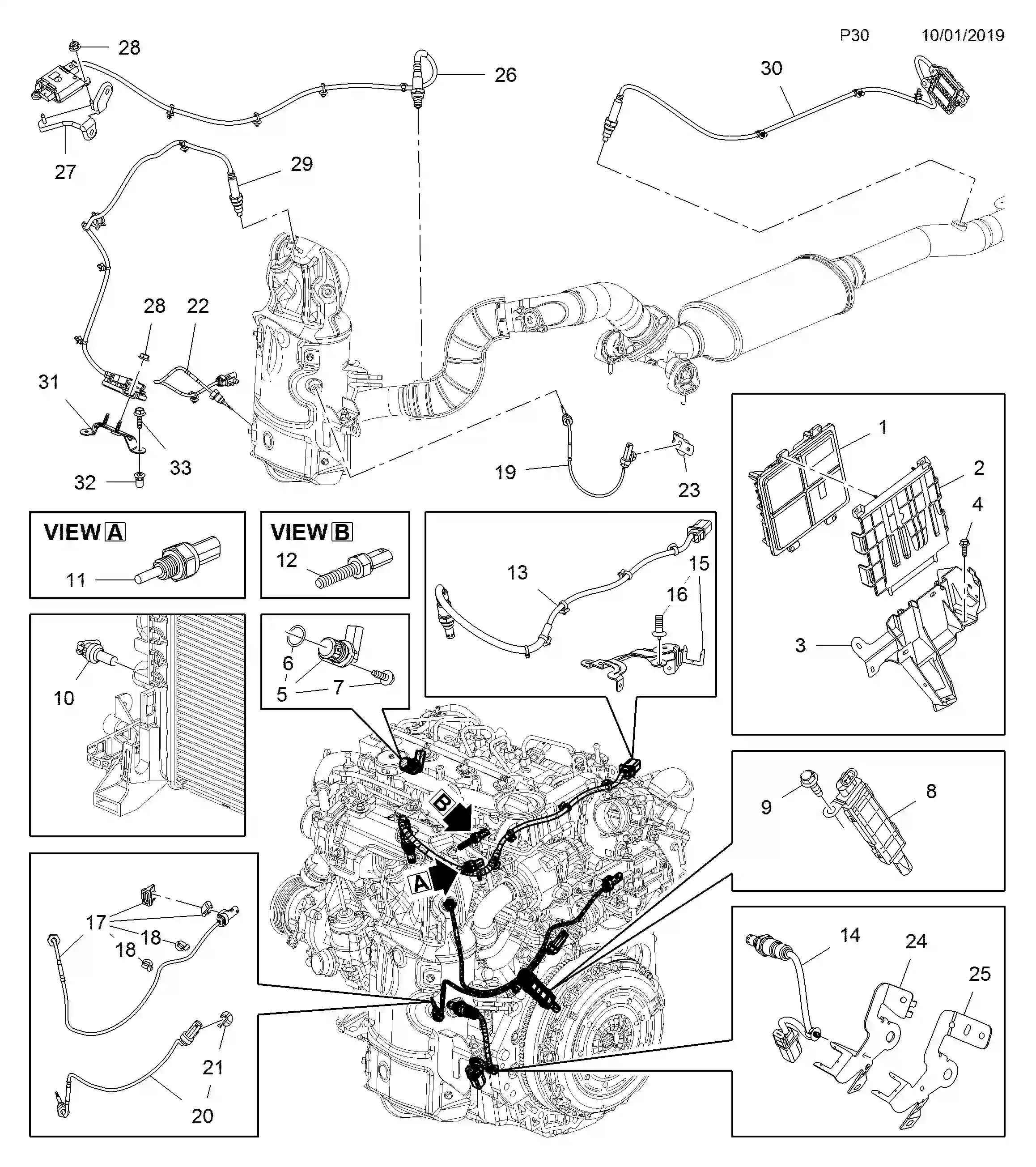 Opel Astra K Powertrain sensors and engine control module / b16dte[lwq ...