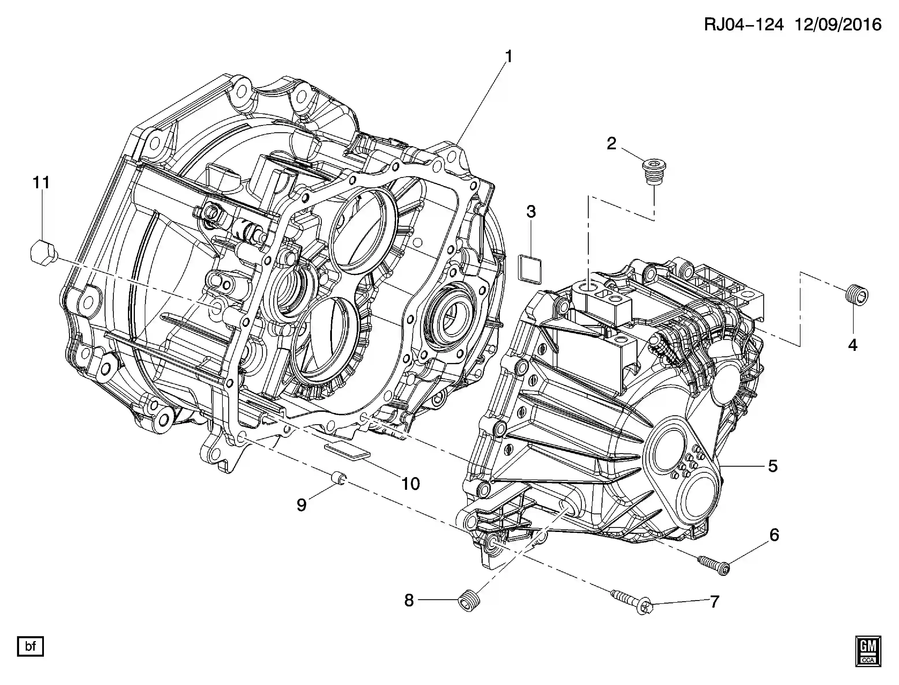 Chevrolet Tracker 3rd Generation 6-speed manual transmission (mr5) case ...