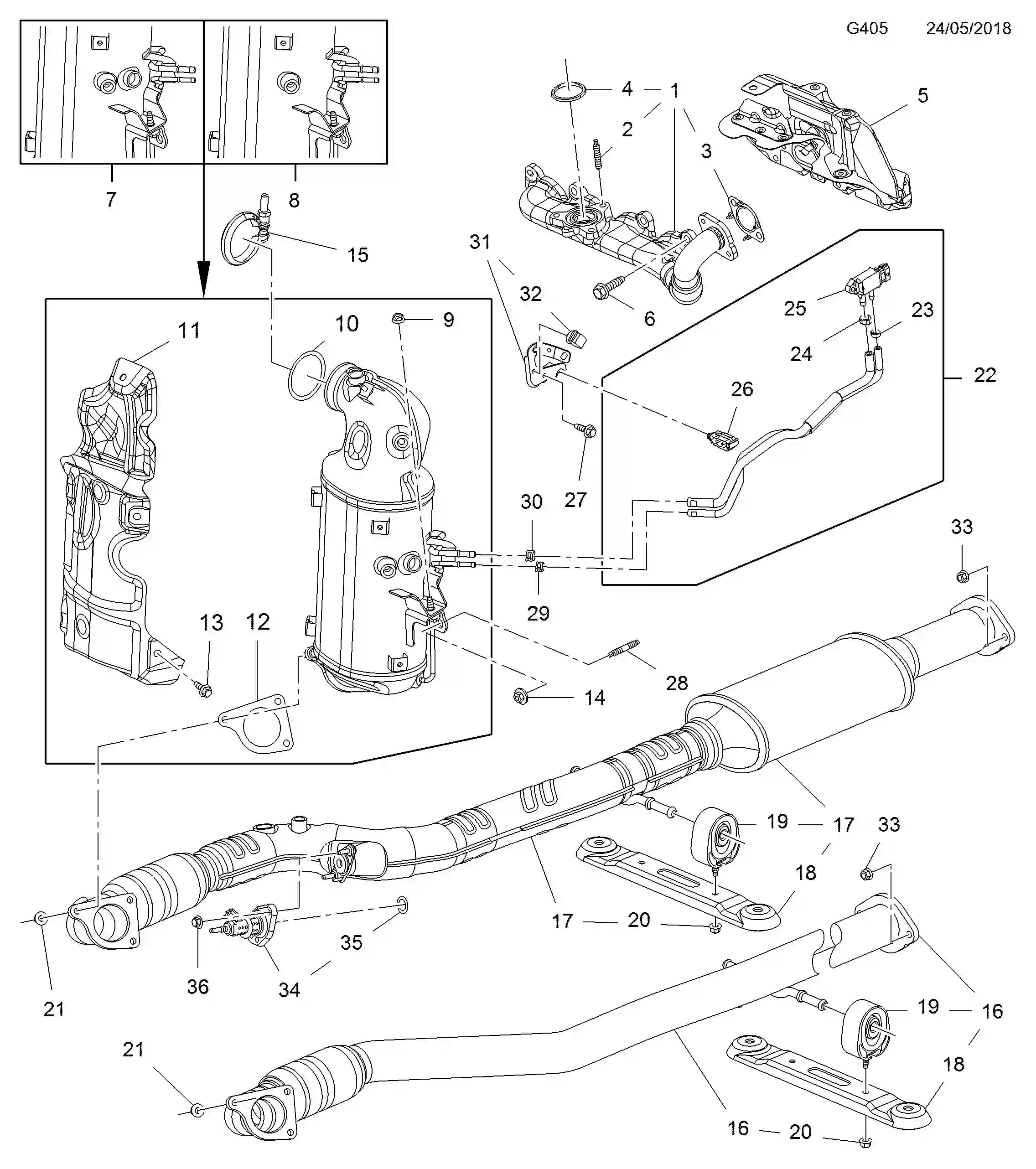 Buy Opel Insignia B Exhaust manifold, catalytic converter and front ...