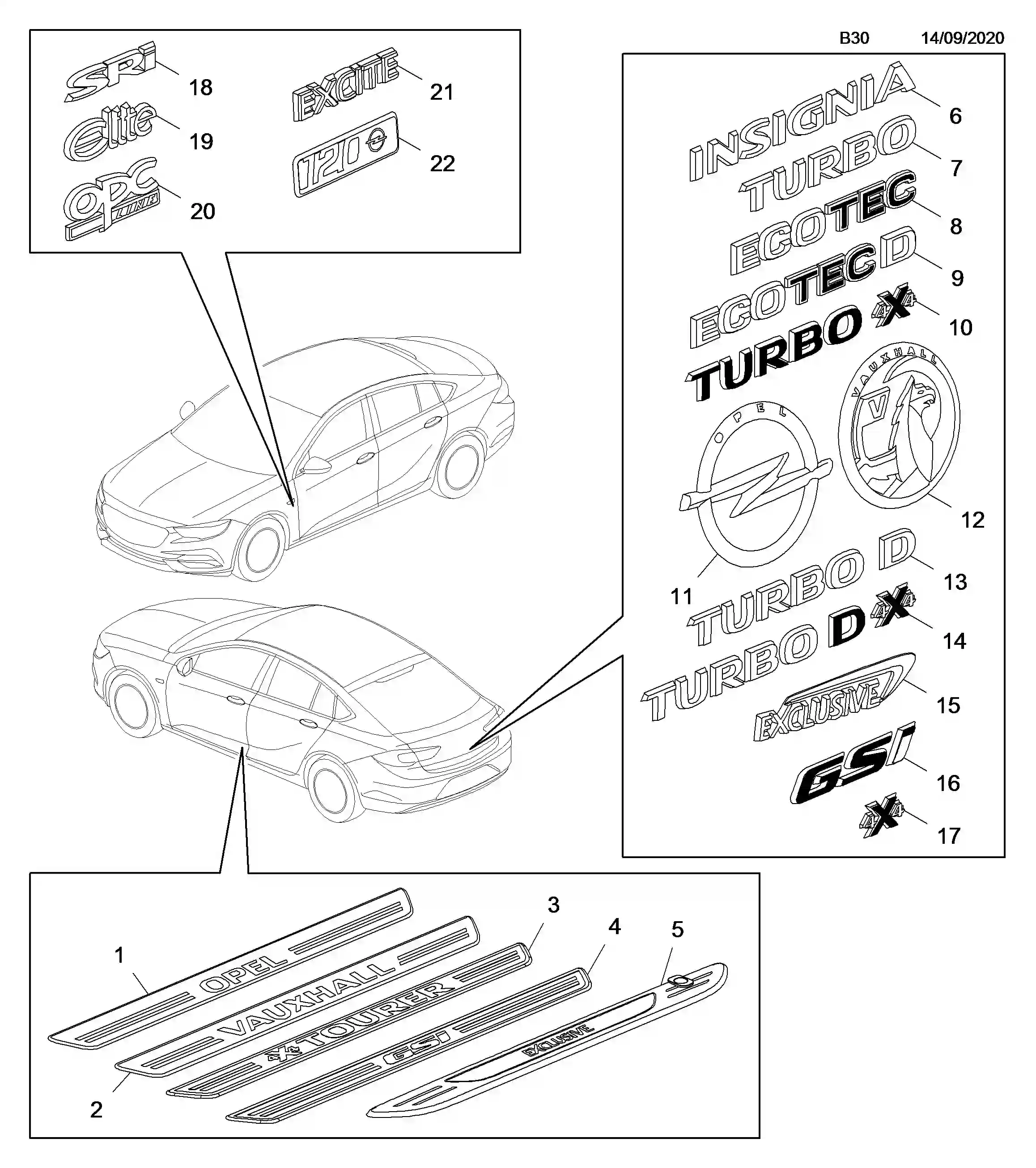 Opel Insignia B Sill panel Diagram & OEM Parts (2018 - 2021 Global) | 7zap