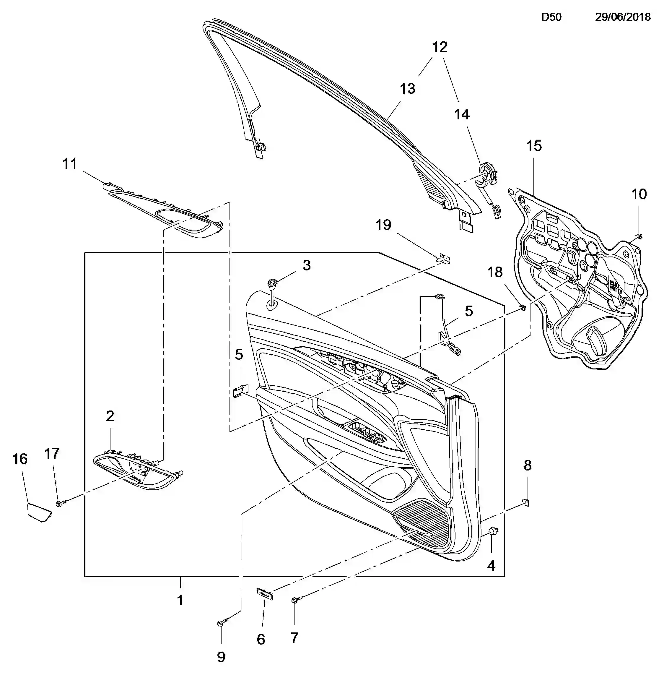 Opel Insignia B Front door trim parts 2018 - 2021 | EPC5 Global