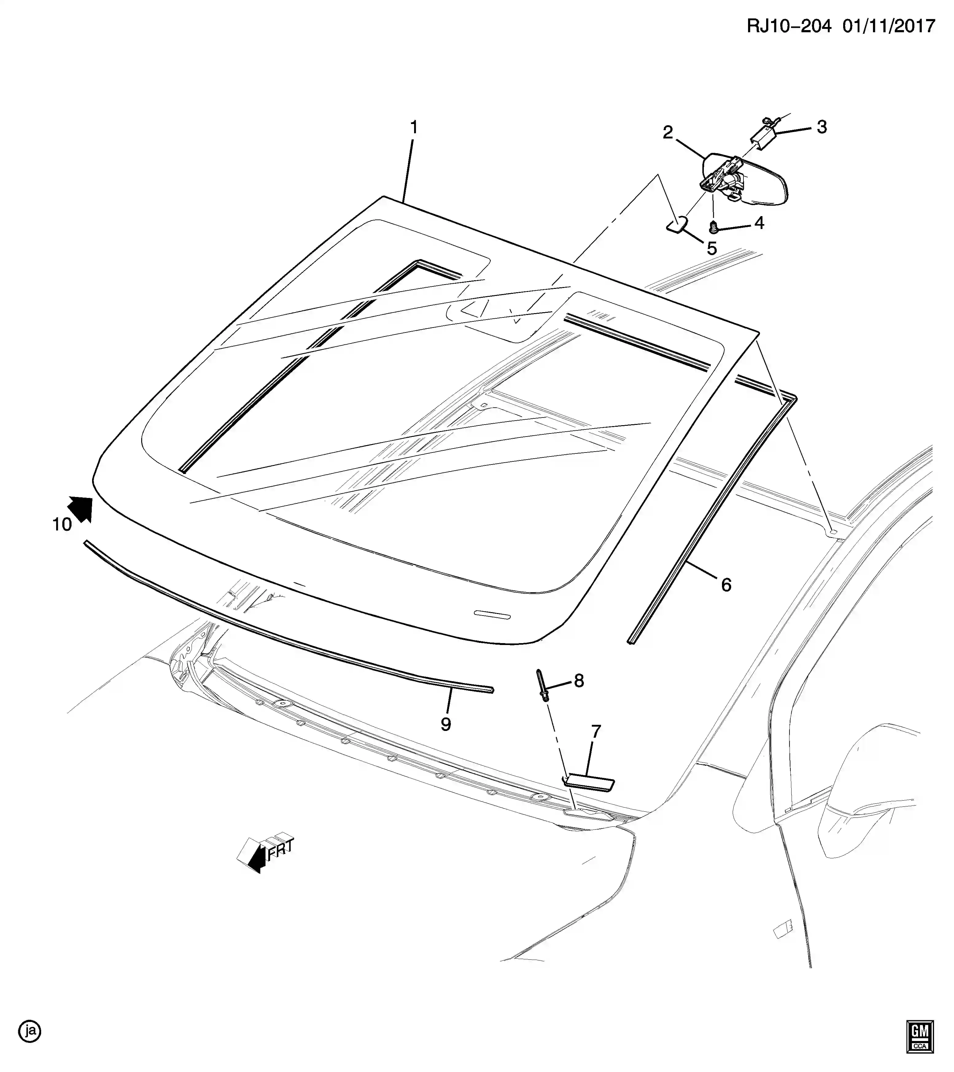 Chevrolet Tracker 3rd Generation Windshield trim & hardware (markets ...