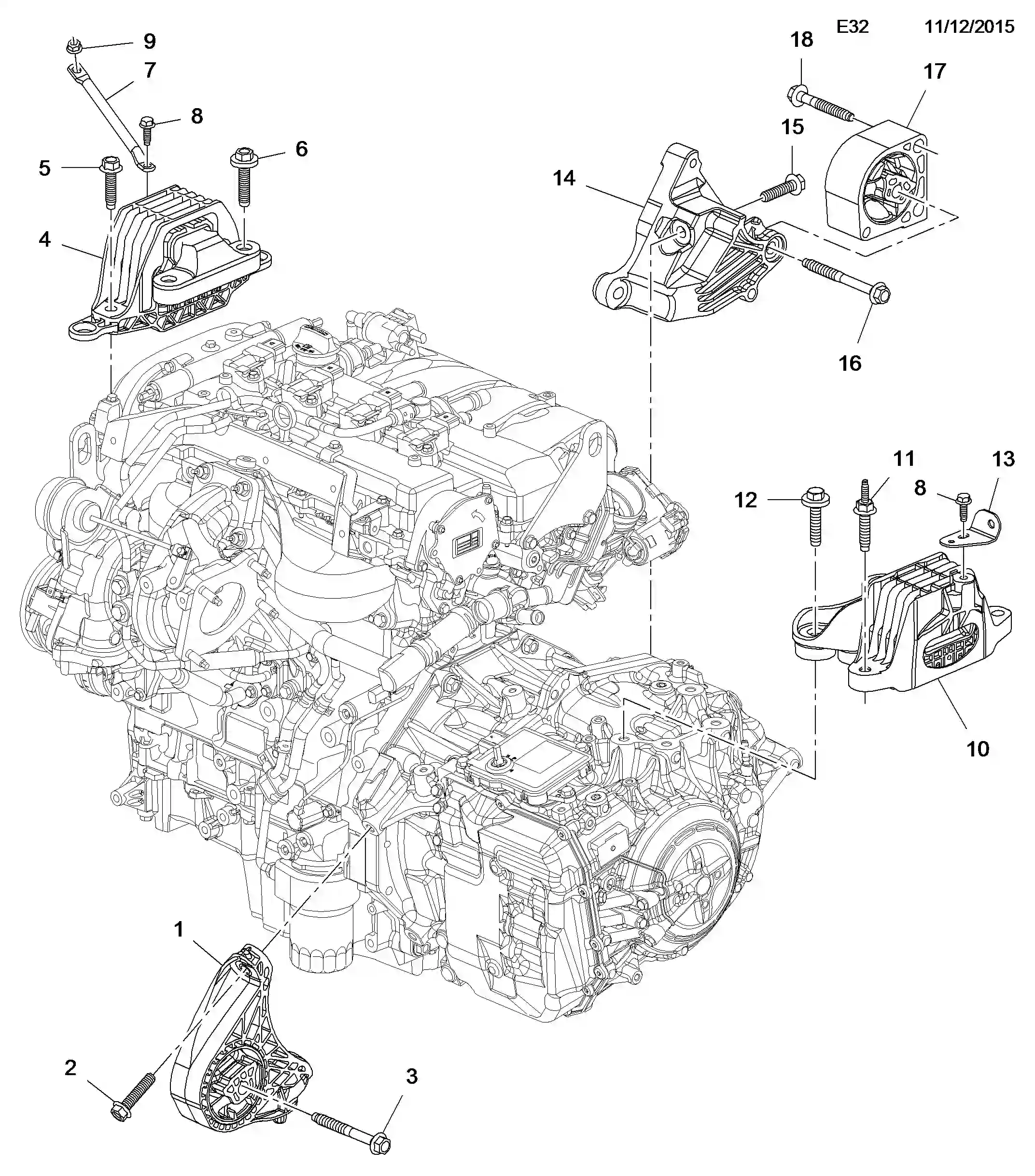 Opel Insignia B Engine mountings / for af50-8 automatic transmission ...