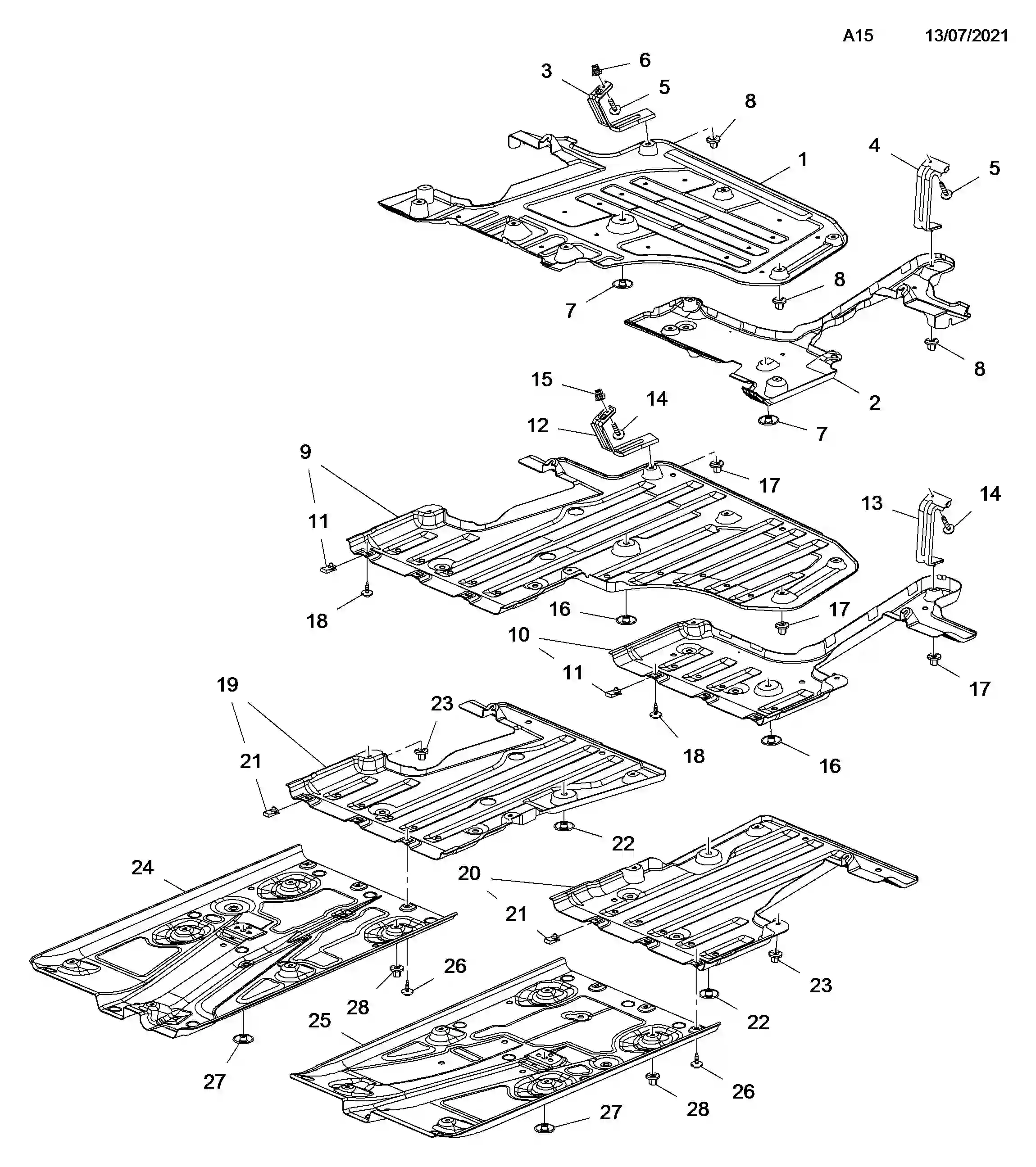 Opel Insignia B Underbody air deflector parts 2018 - 2021 | EPC5 Global