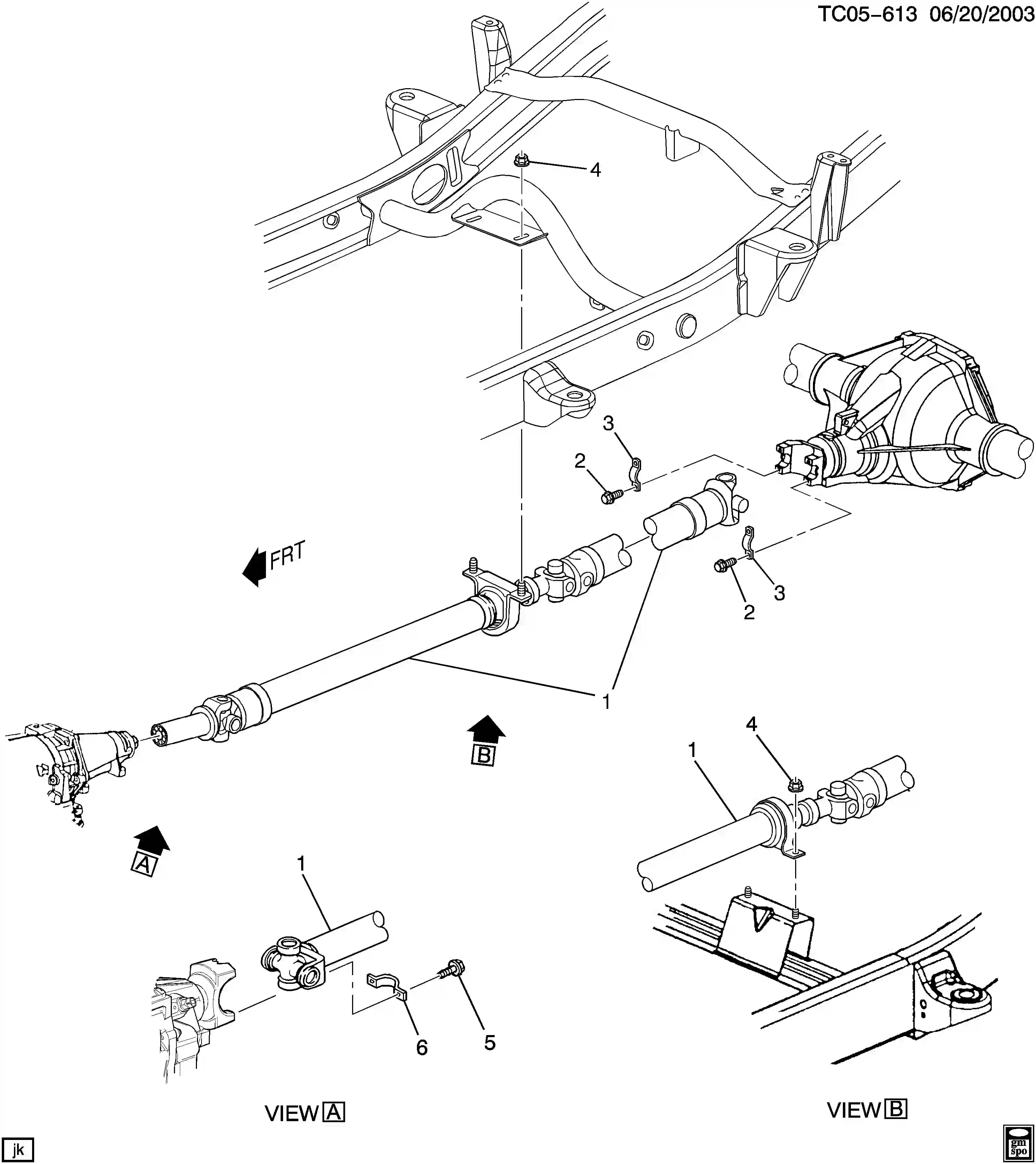 GMC Yukon GMT800 Prop shaft mounting/rear axle (two piece prop) قطع ...
