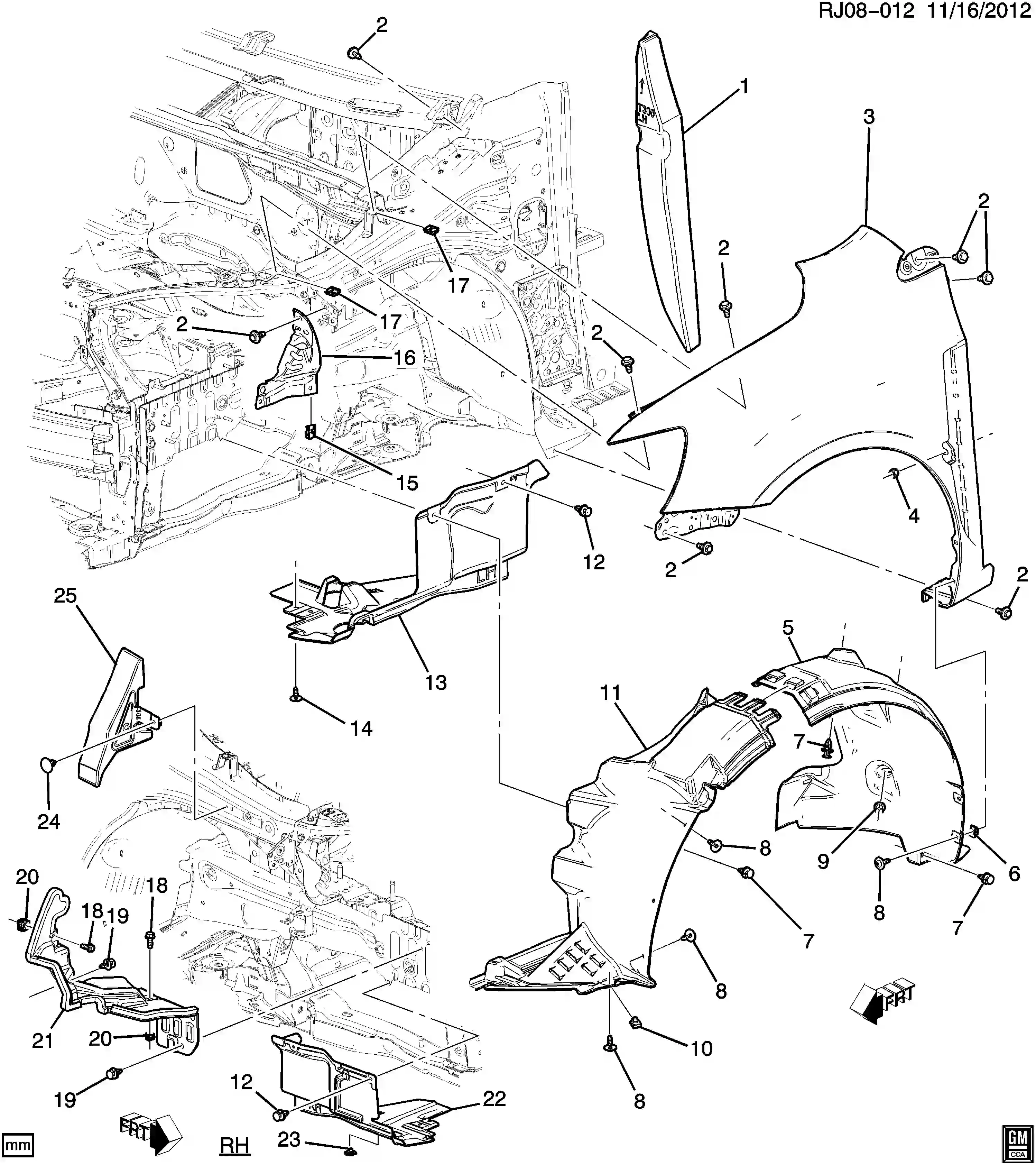 Chevrolet Sonic T300 Fender & wheelhouse/front end 部品 2012 - 2020 | EPC ...