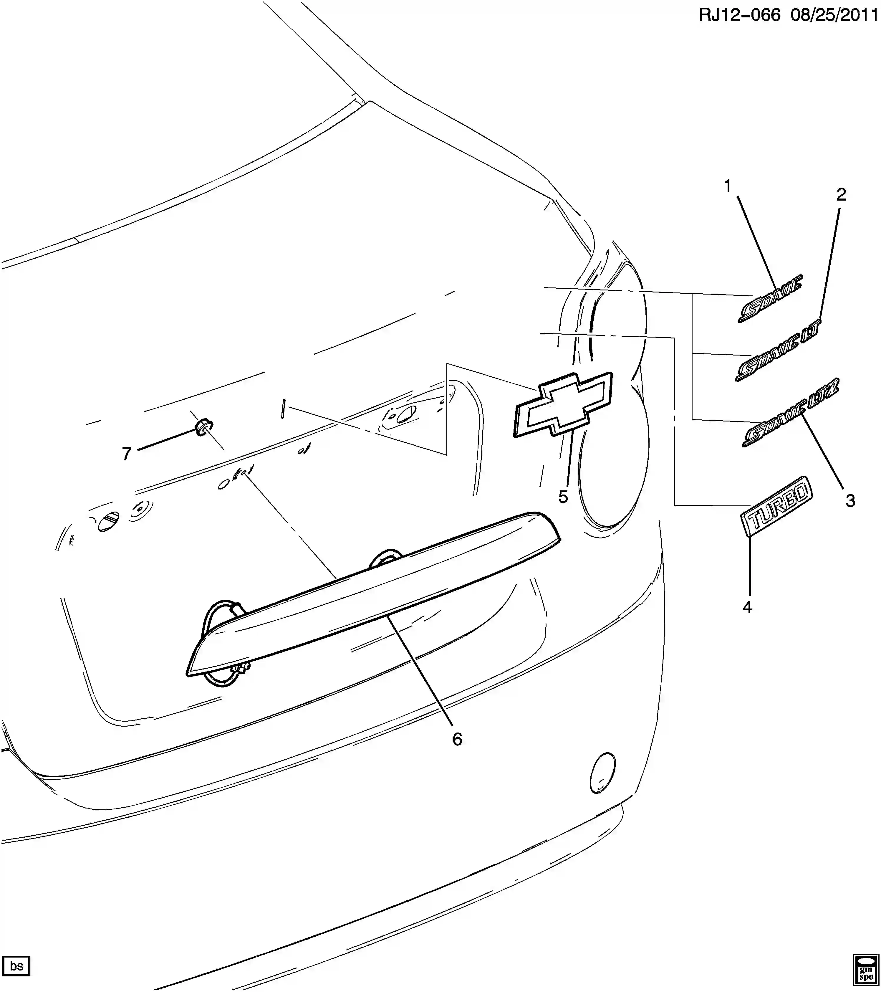 Chevrolet Sonic T300 Moldings/body-lower 部品 2012 - 2020 | EPC ヨーロッパ