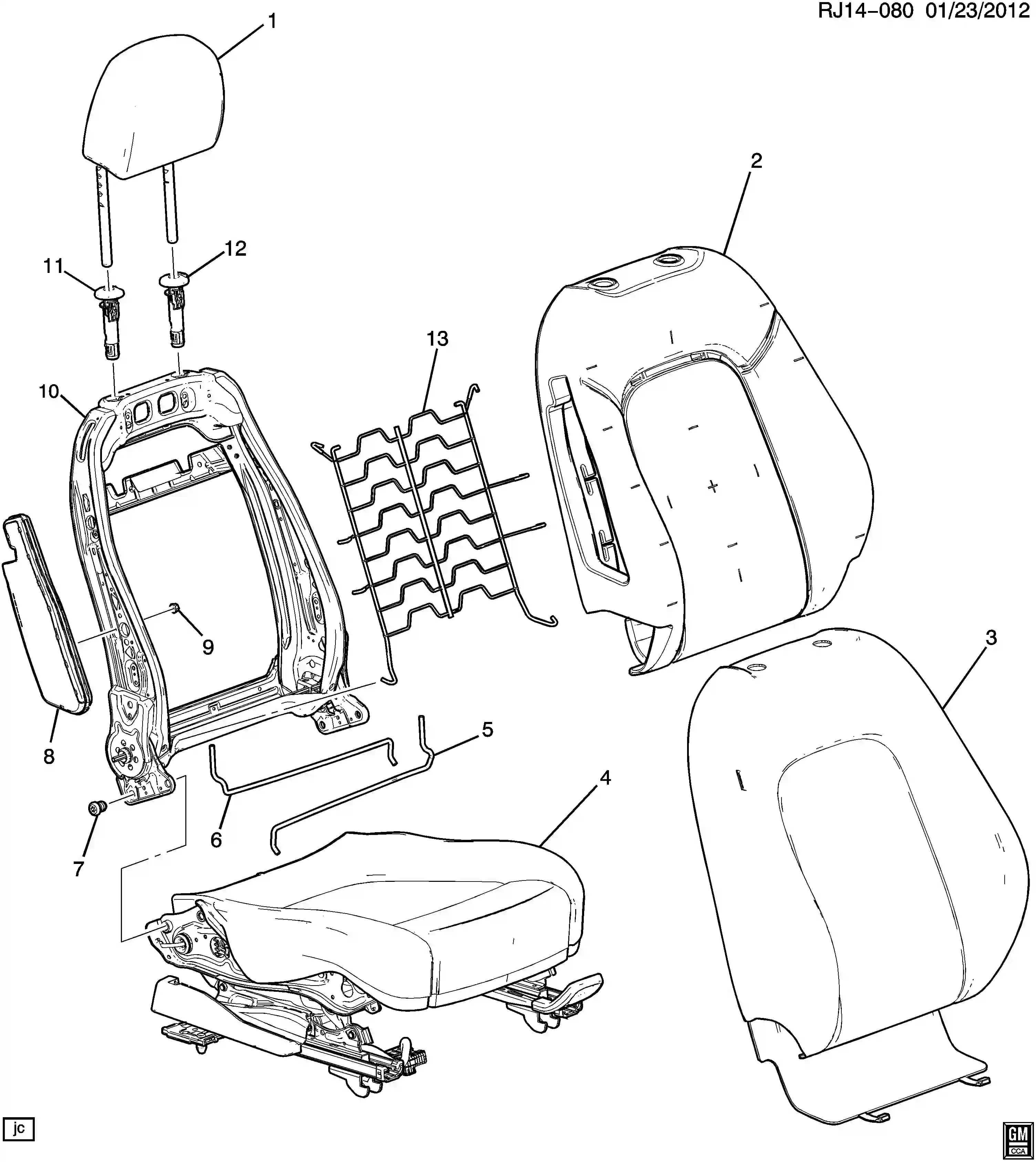 Chevrolet Sonic T300 Seat asm/passenger-back (exc heater ka1) 部品 2012 ...