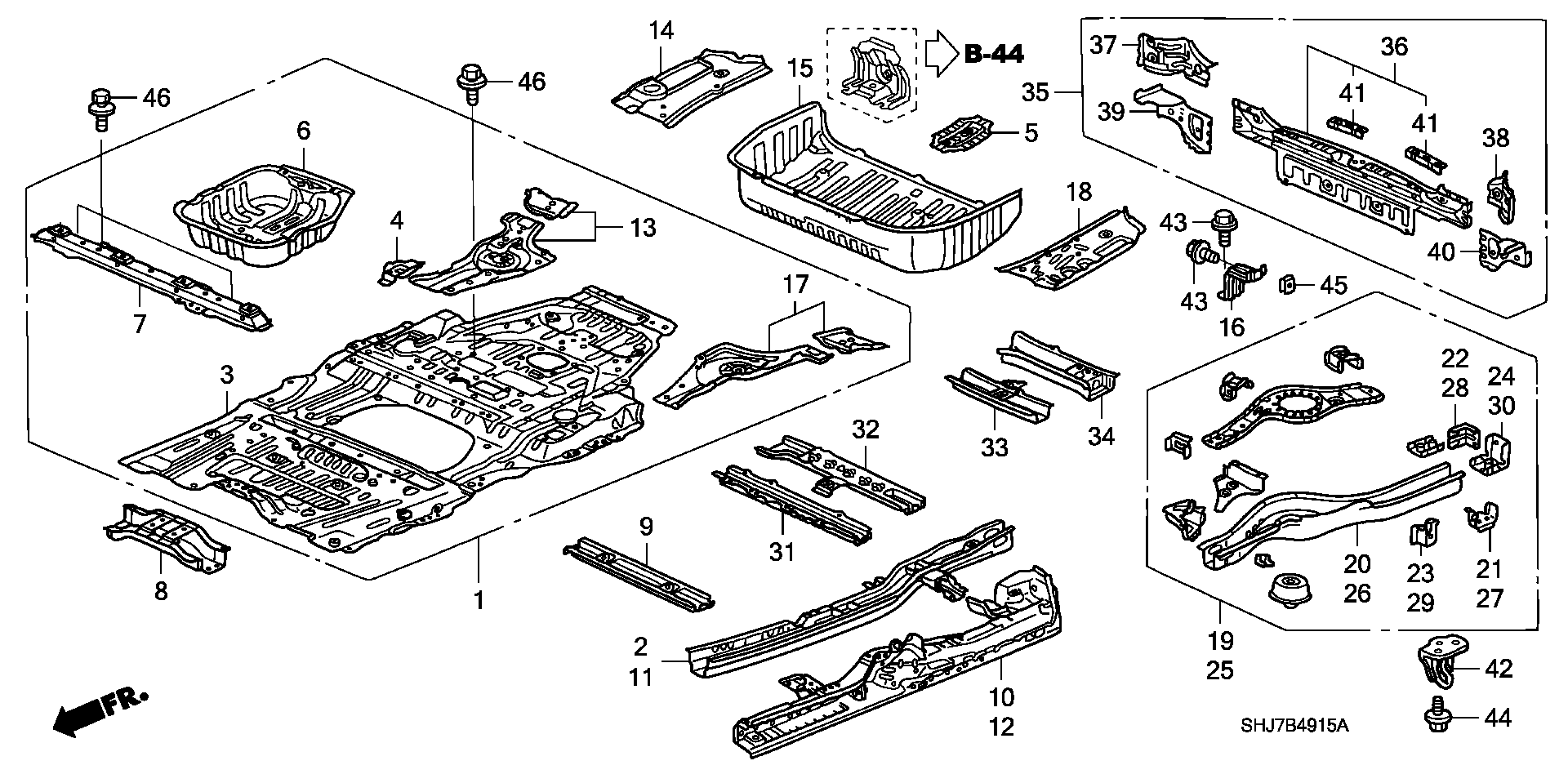 Honda Odyssey RB1/2 Floor panels parts 2005 - 2011 | EPC Asia