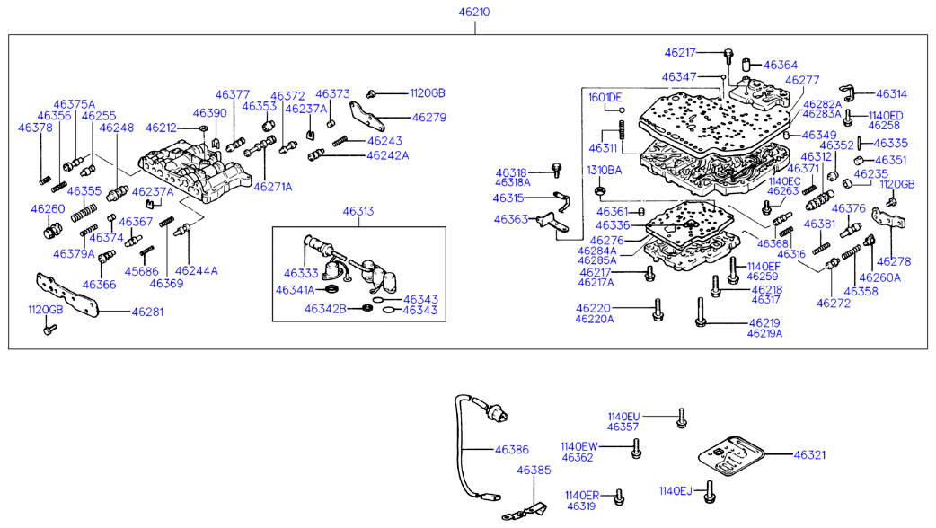 Hyundai Accent X3 Transaxle valve body parts 1994 - 1999 | EPC Global