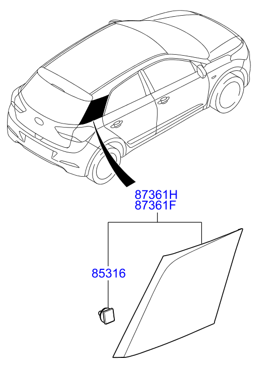 Hyundai i20 GB/IB Quarter window Diagram & OEM Parts (2017 - 2017 ...