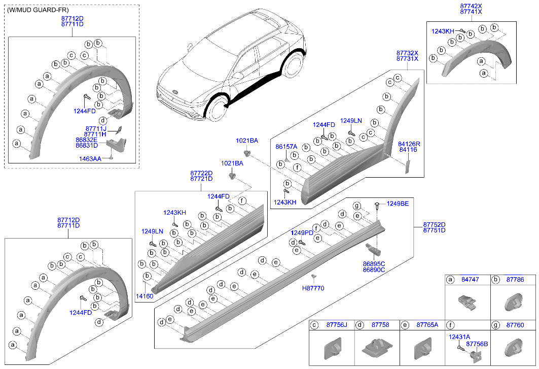 Hyundai Ioniq 5 Body side moulding parts 2022 - 2024 | EPC Middle east