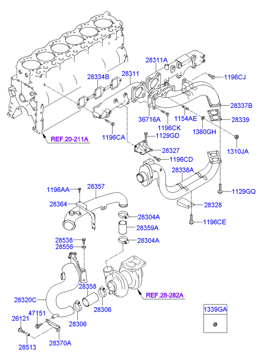 Hyundai D250/260/270/700/1000 Inlet manifold piezas 2000 - 2010 | EPC ...