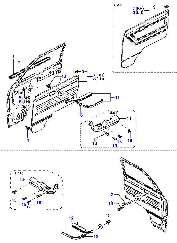 Kia Besta Trim & related parts-front door parts 1995 - 2000 | EPC Europe