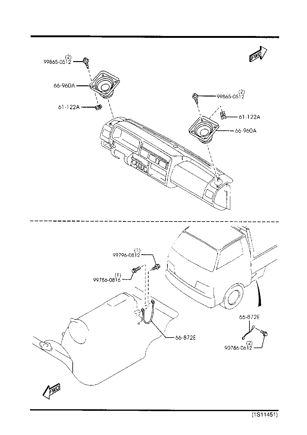 Mazda E2000/2200 SD/SR Audio systems (antenna & speaker) (truck) parts ...