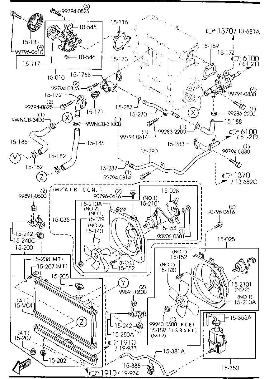 購入 Mazda 323 BJ Cooling system (gasoline)(2000cc) 部品オンライン 1999 - 2003 ...