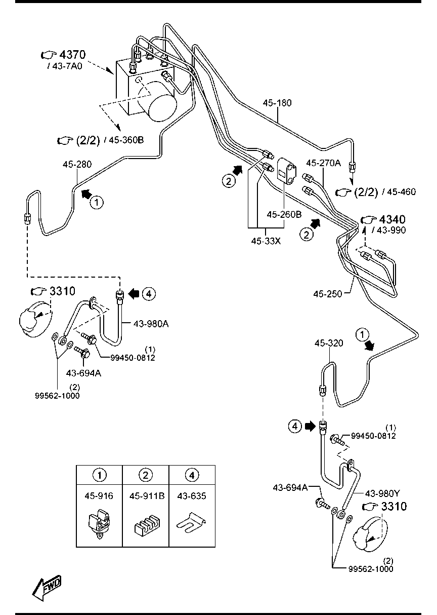 Mazda 2 DE Brake pipings (w/dynamic stability control system) parts ...