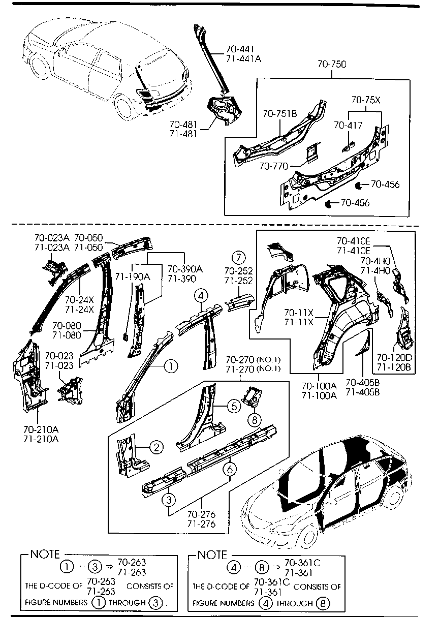 Mazda 3 BK Side panels (5-door) 部品 2003 - 2009 | EPC 日本