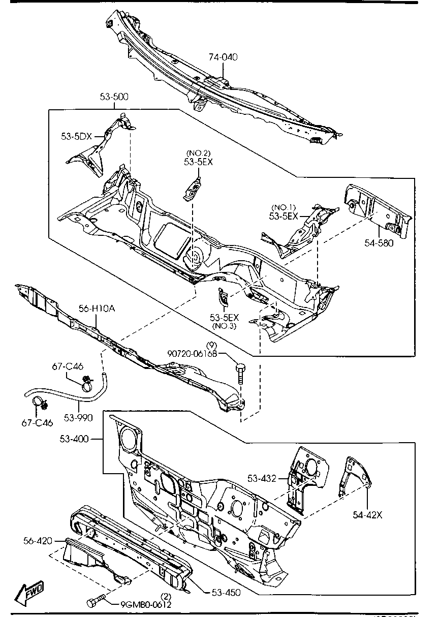 Mazda 3 BK Dash & cowl panels 部品 2003 - 2009 | EPC 日本