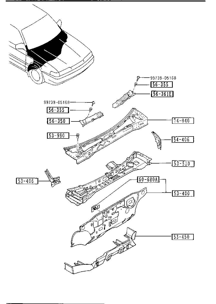 Mazda 626 GD Dash & cowl panels 部品 1987 - 1992 | EPC ヨーロッパ