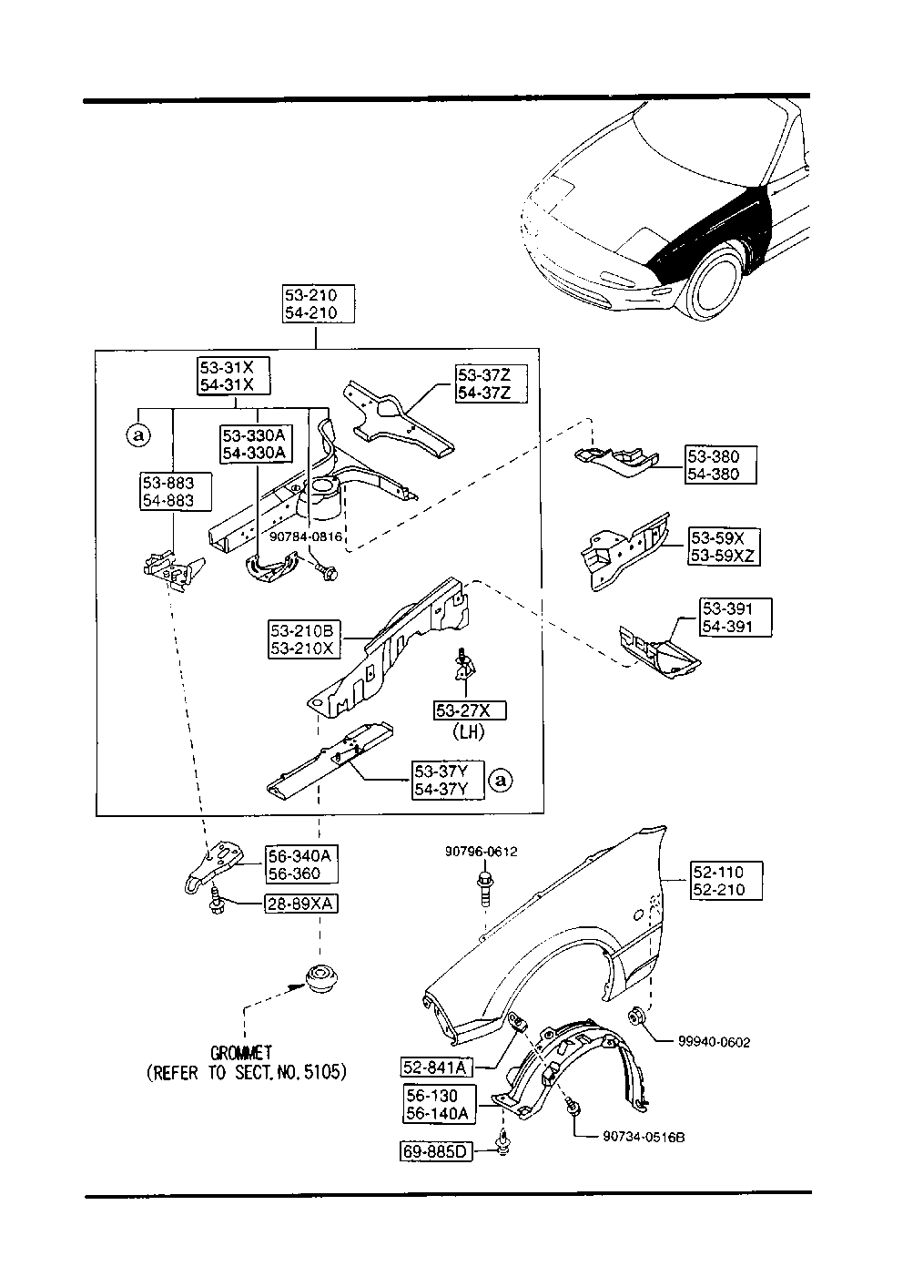 Mazda MX-5 NA Fender & wheel apron panels parts 1989 - 1997 | EPC Europe