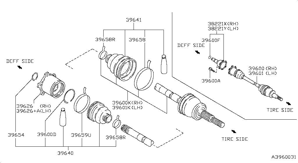 Nissan 300ZX Z32 Rear drive shaft parts 1990 - 1996 | EPC Europe