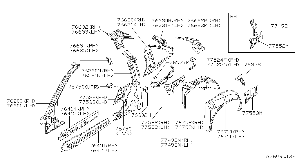 Nissan 300ZX Z32 Body side panel parts 1990 - 1996 | EPC Europe