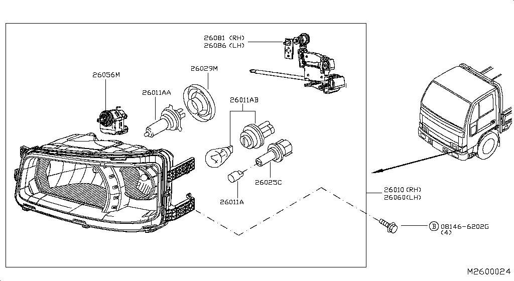 Nissan NT500 Headlamp parts 2013 - 2017 | EPC Europe