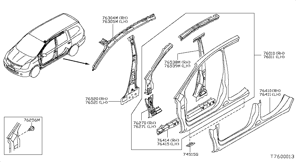 Nissan Grand Livina L10 Body side panel parts 2008 - 2017 | EPC Global