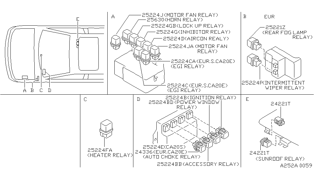 Nissan Prairie M11 Relay parts 1988 - 1994 | EPC Global