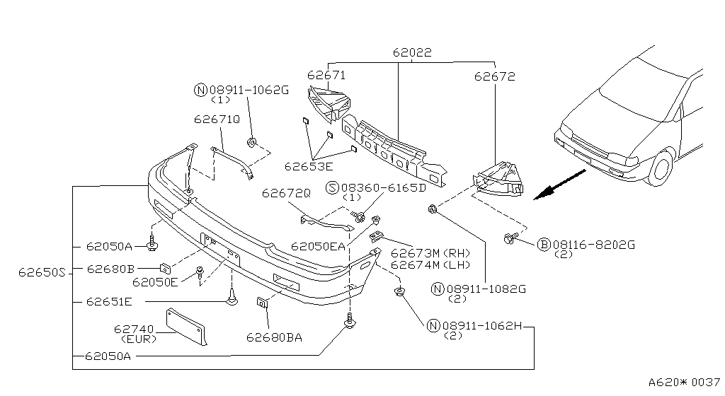 Nissan Prairie M11 Front bumper parts 1988 - 1994 | EPC Global